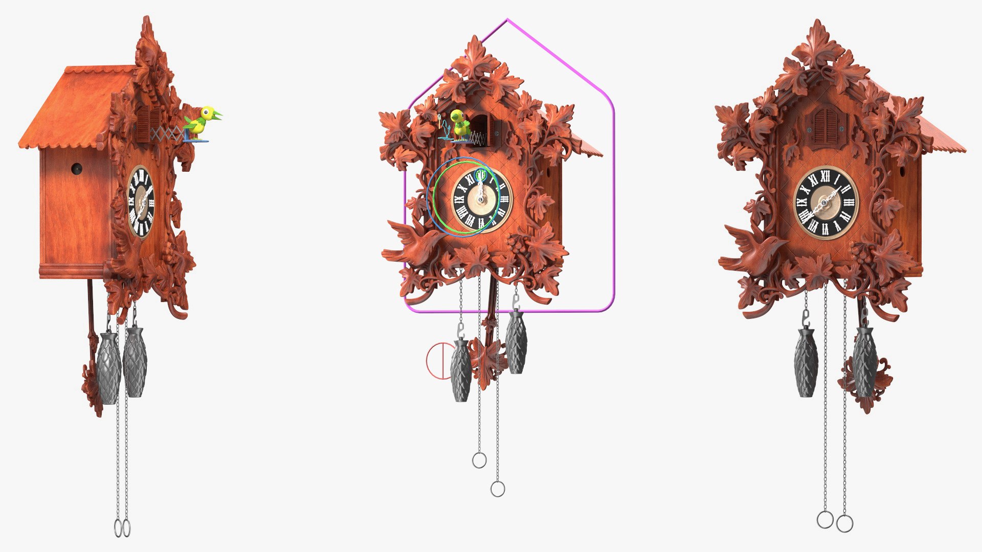 3D Wooden Cuckoo Clock Red Rigged model - TurboSquid 1902448