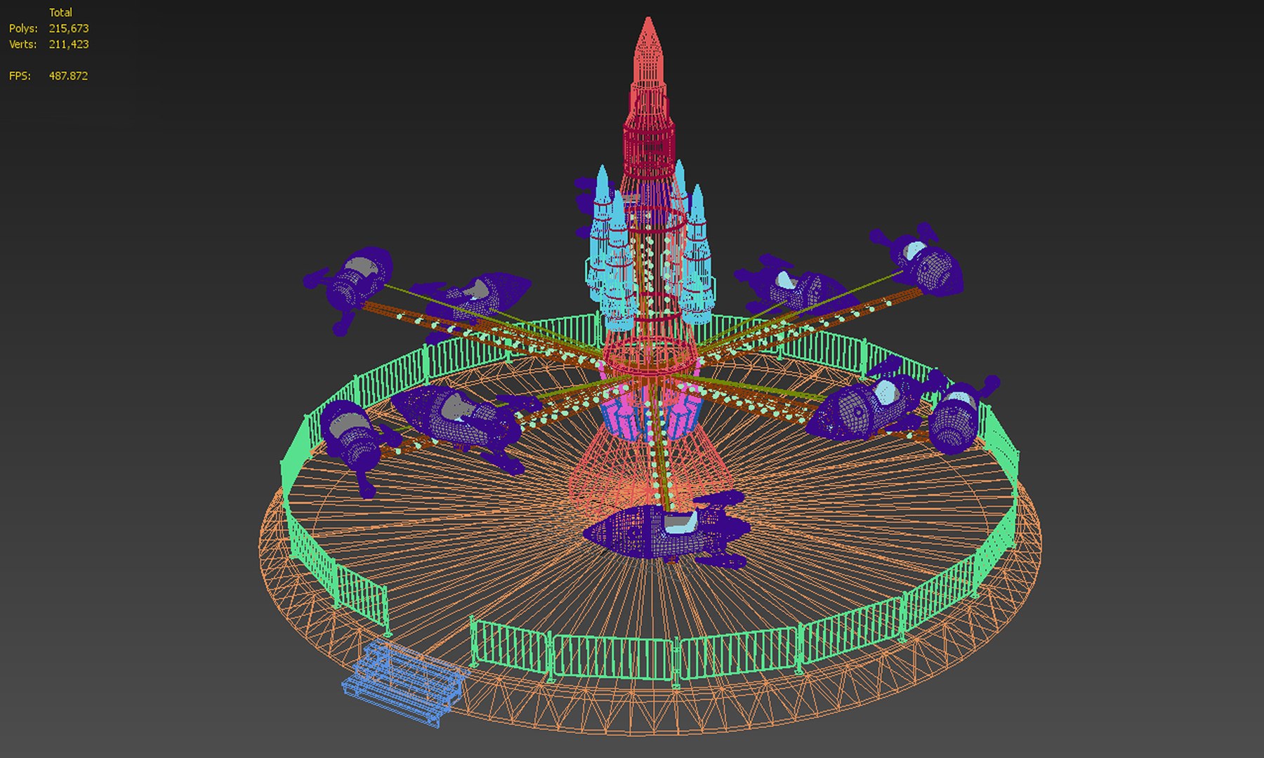 3D Model Rocket Carousel - TurboSquid 1642565