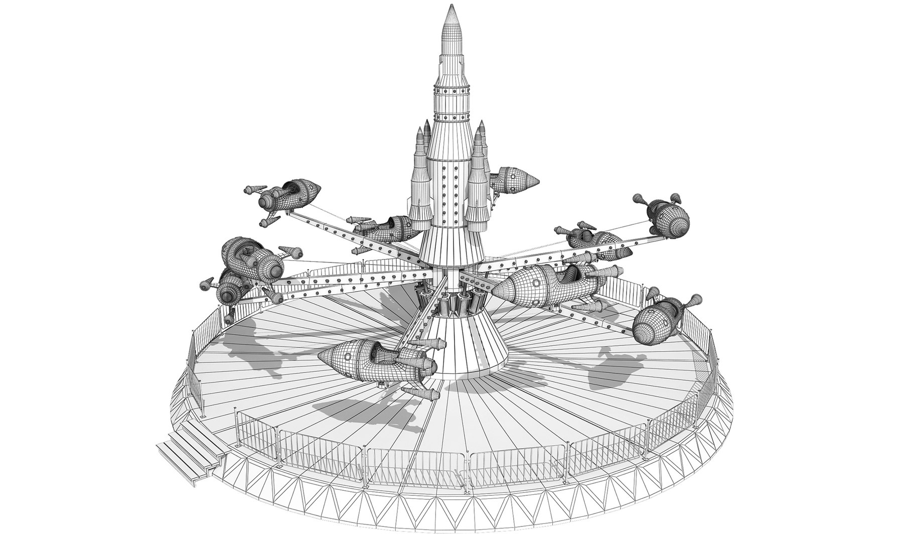 3D Model Rocket Carousel - TurboSquid 1642565