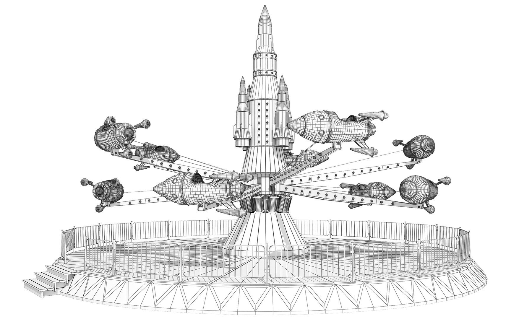 3D Model Rocket Carousel - TurboSquid 1642565