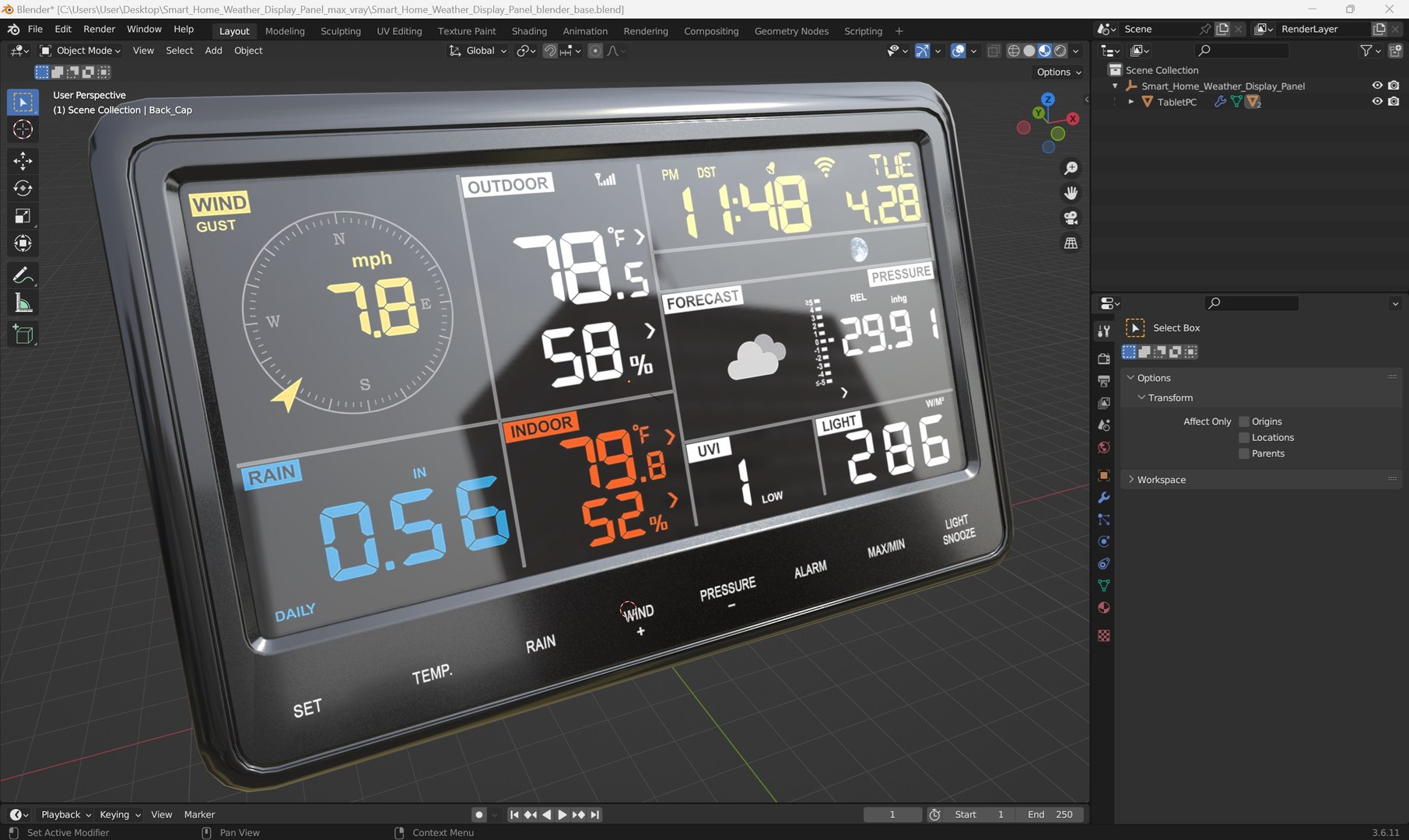 Smart Home Weather Display Panel 3D Model - TurboSquid 2384818