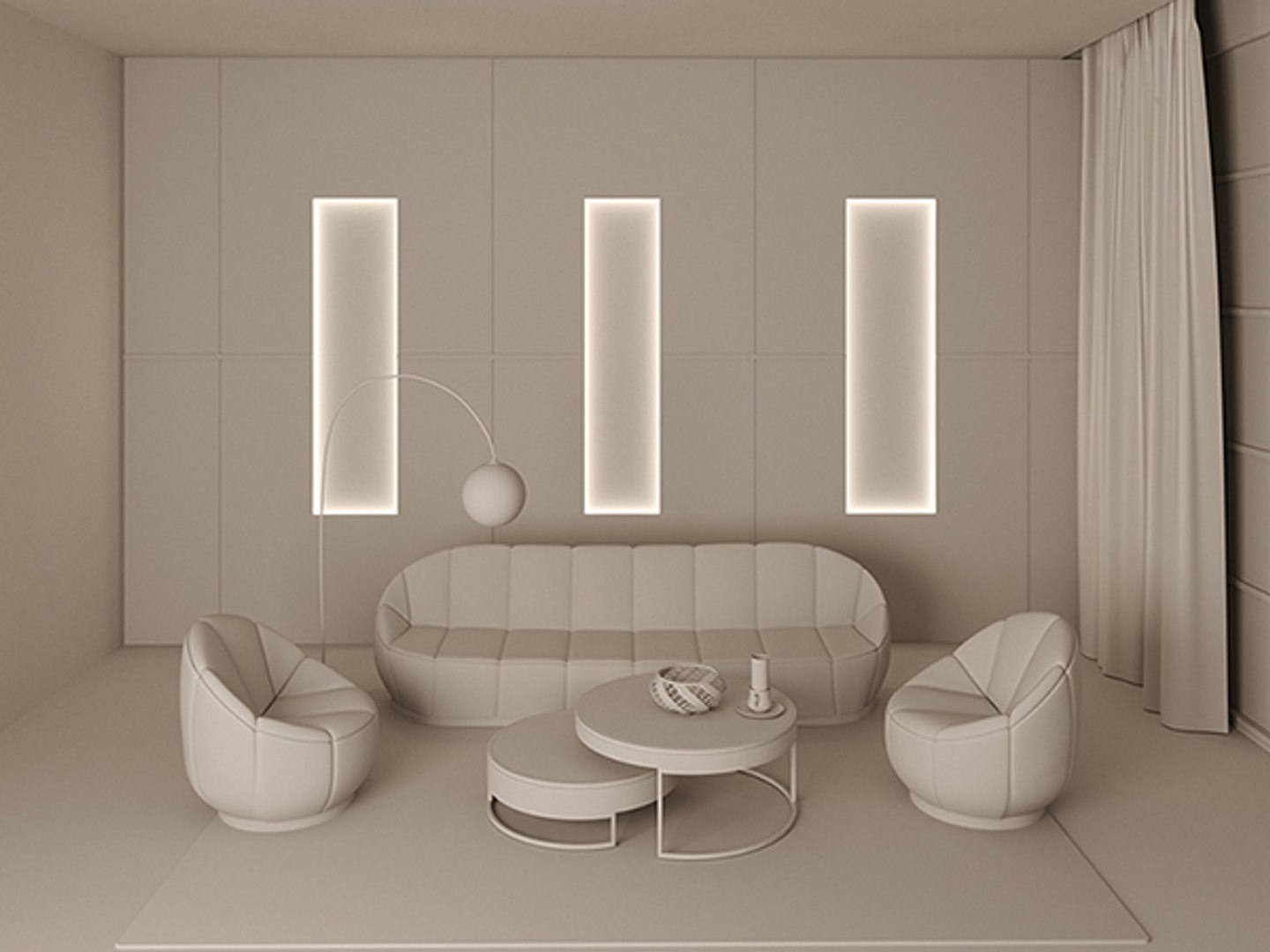 Living Room Light Scene 3D Model - TurboSquid 1615021