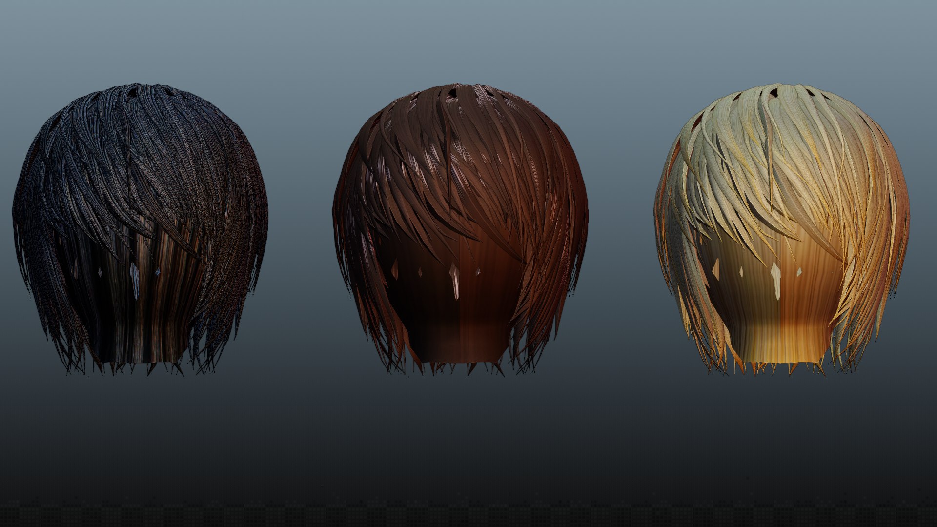 Female Hair Low Poly 3 Color Model Model - TurboSquid 2074265