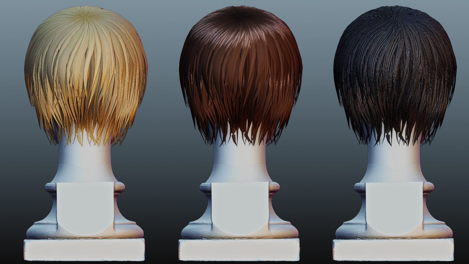 Female Hair Low Poly 3 Color Model Model - TurboSquid 2074265