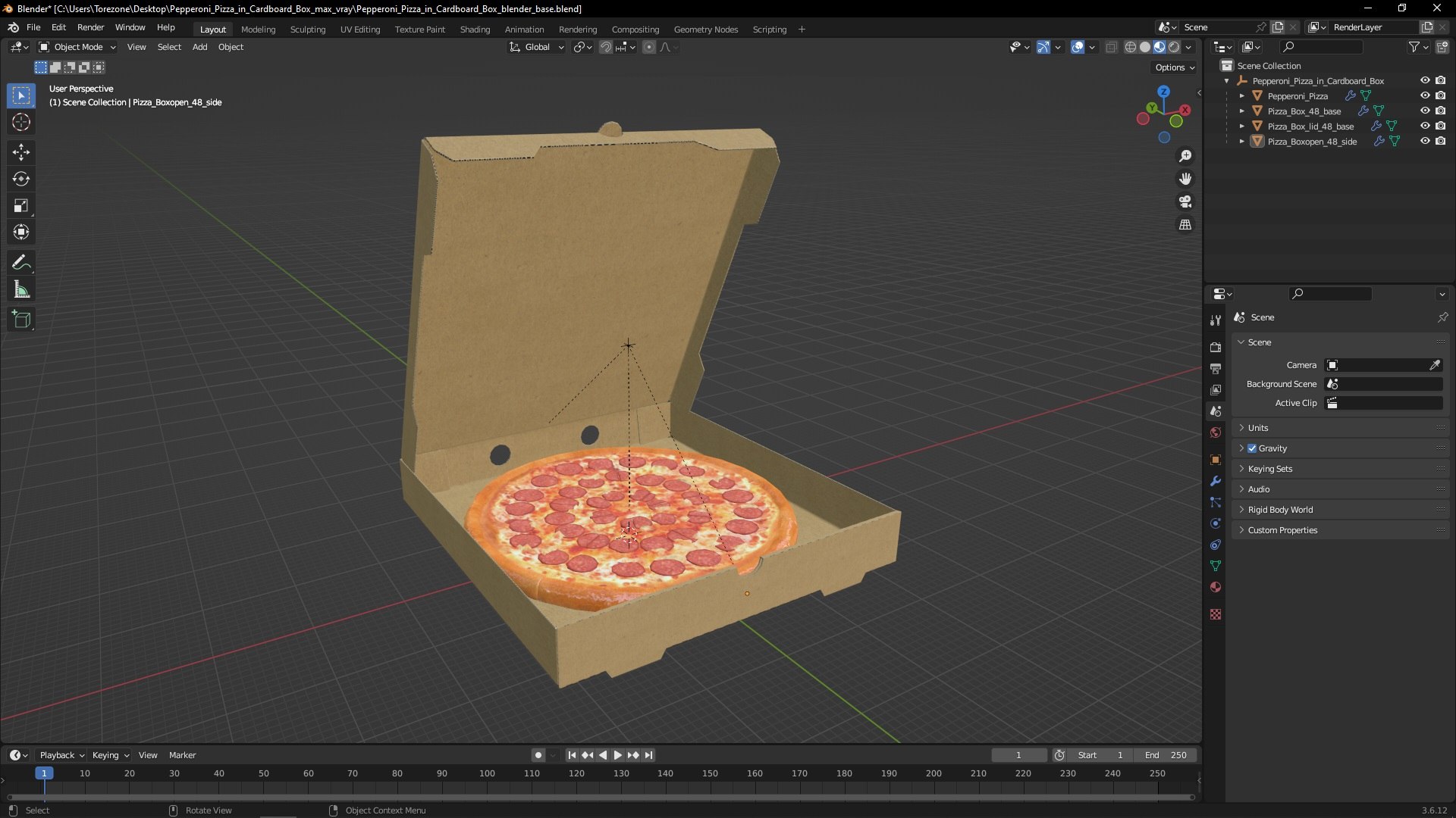 Pepperoni Pizza In Cardboard Box 3D Model - TurboSquid 2295961