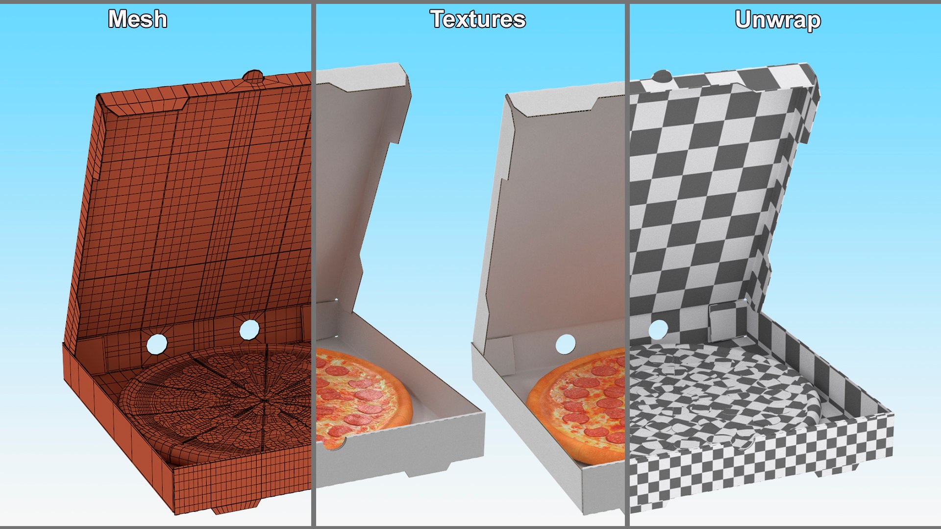Pepperoni Pizza In Cardboard Box 3D Model - TurboSquid 2295961