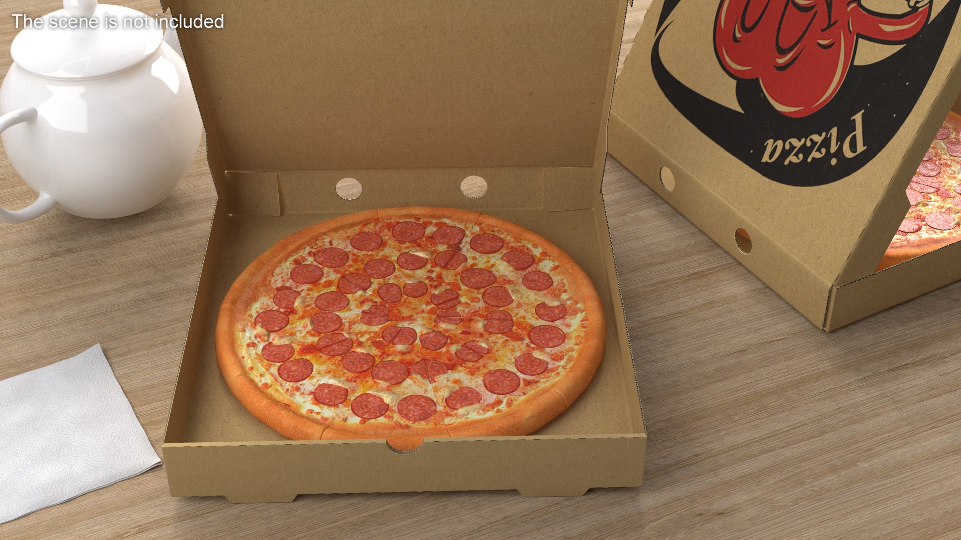Pepperoni Pizza In Cardboard Box 3D Model - TurboSquid 2295961