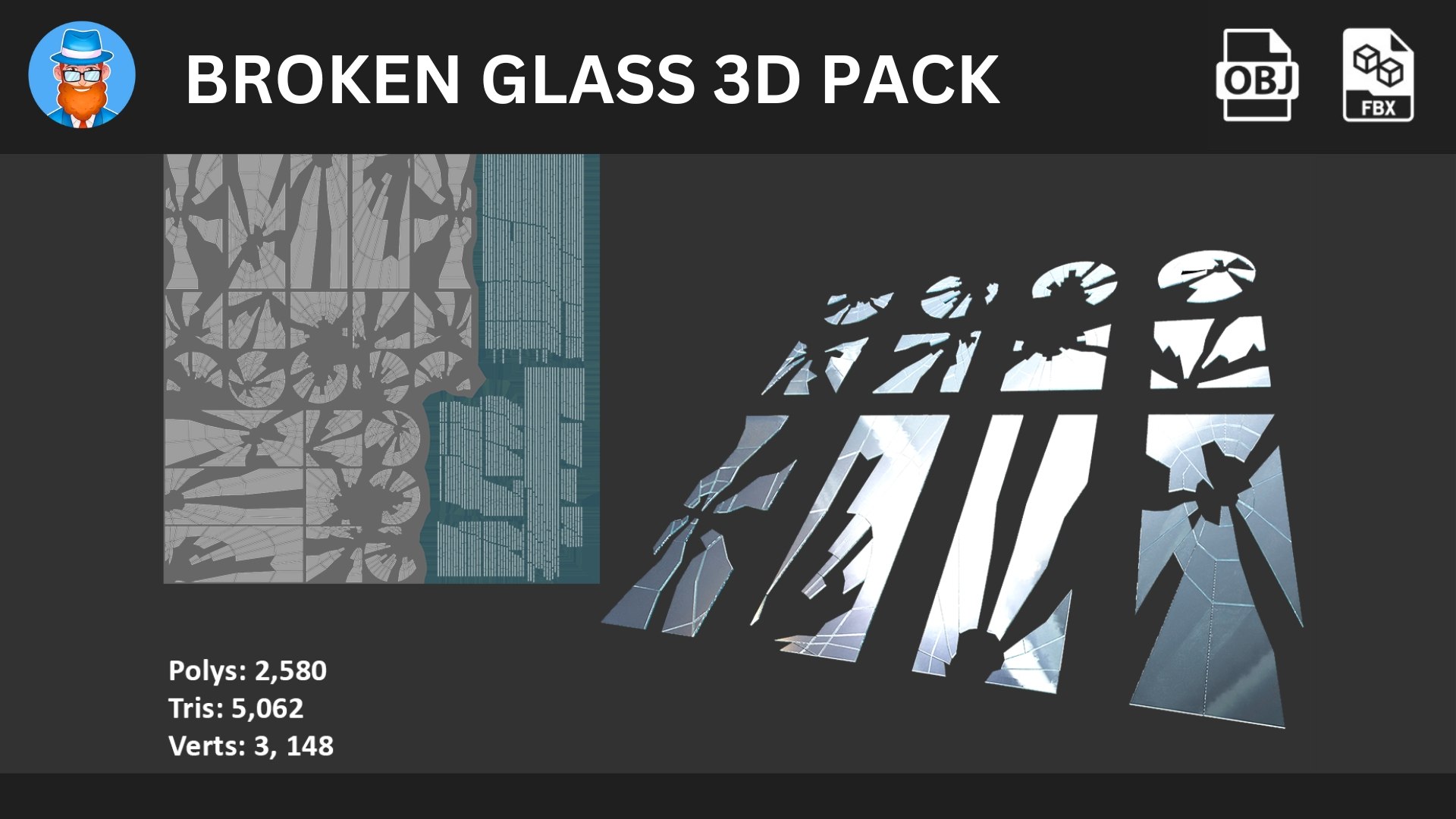 3D Broken Glass 3D Pack Model - TurboSquid 2396778