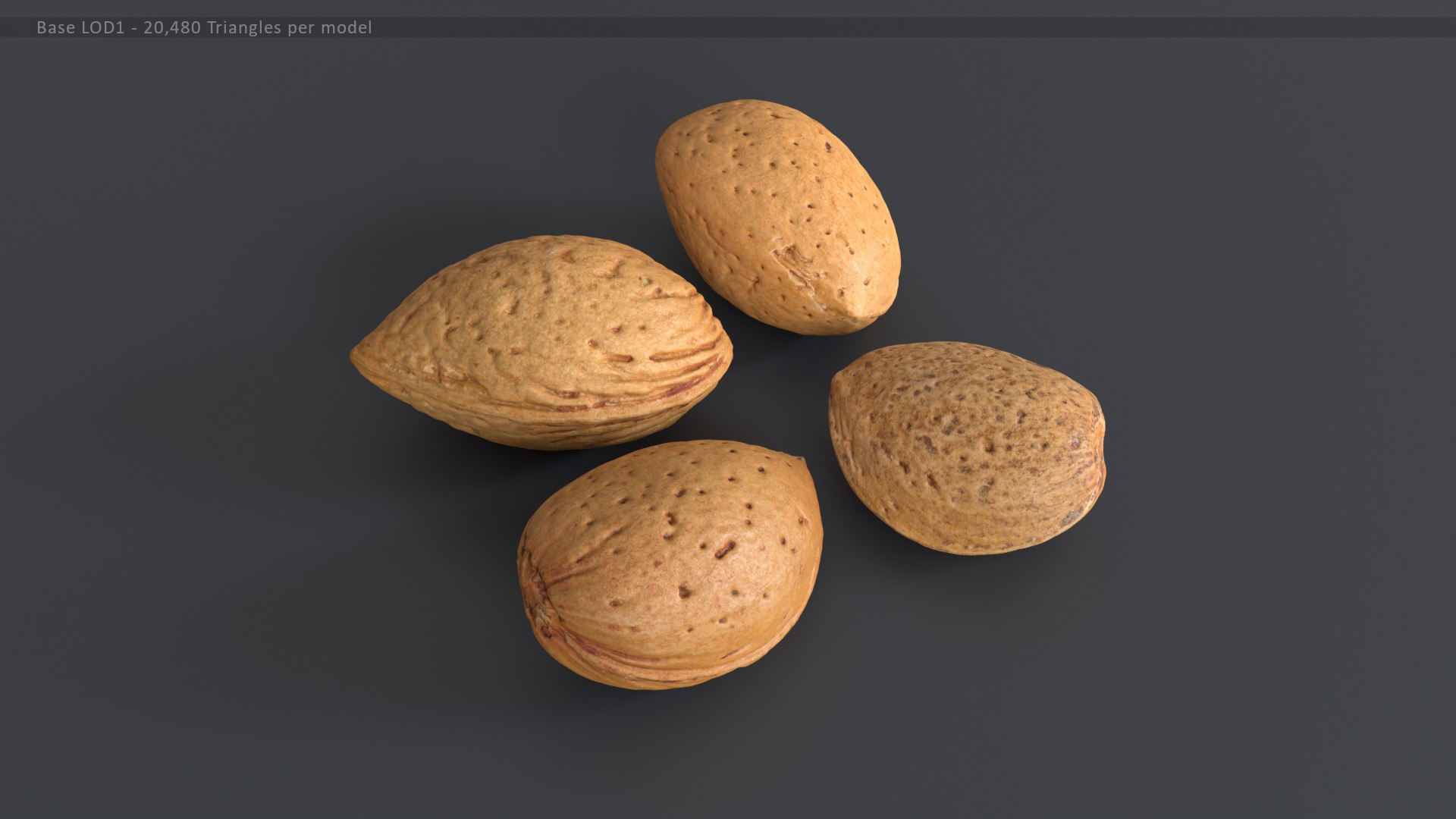 3D Almonds Unshelled - TurboSquid 1993127