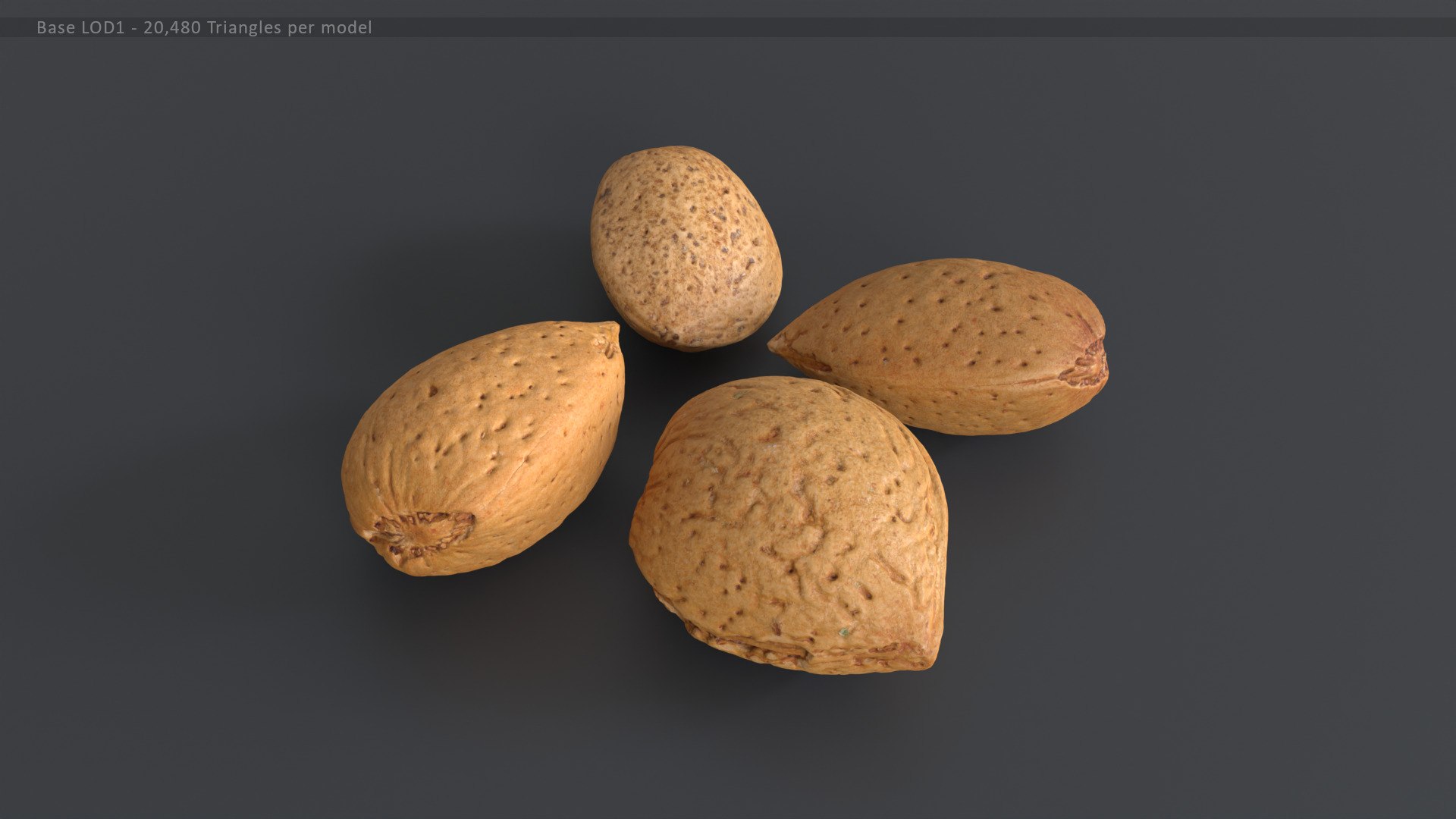 3D Almonds Unshelled - TurboSquid 1993127