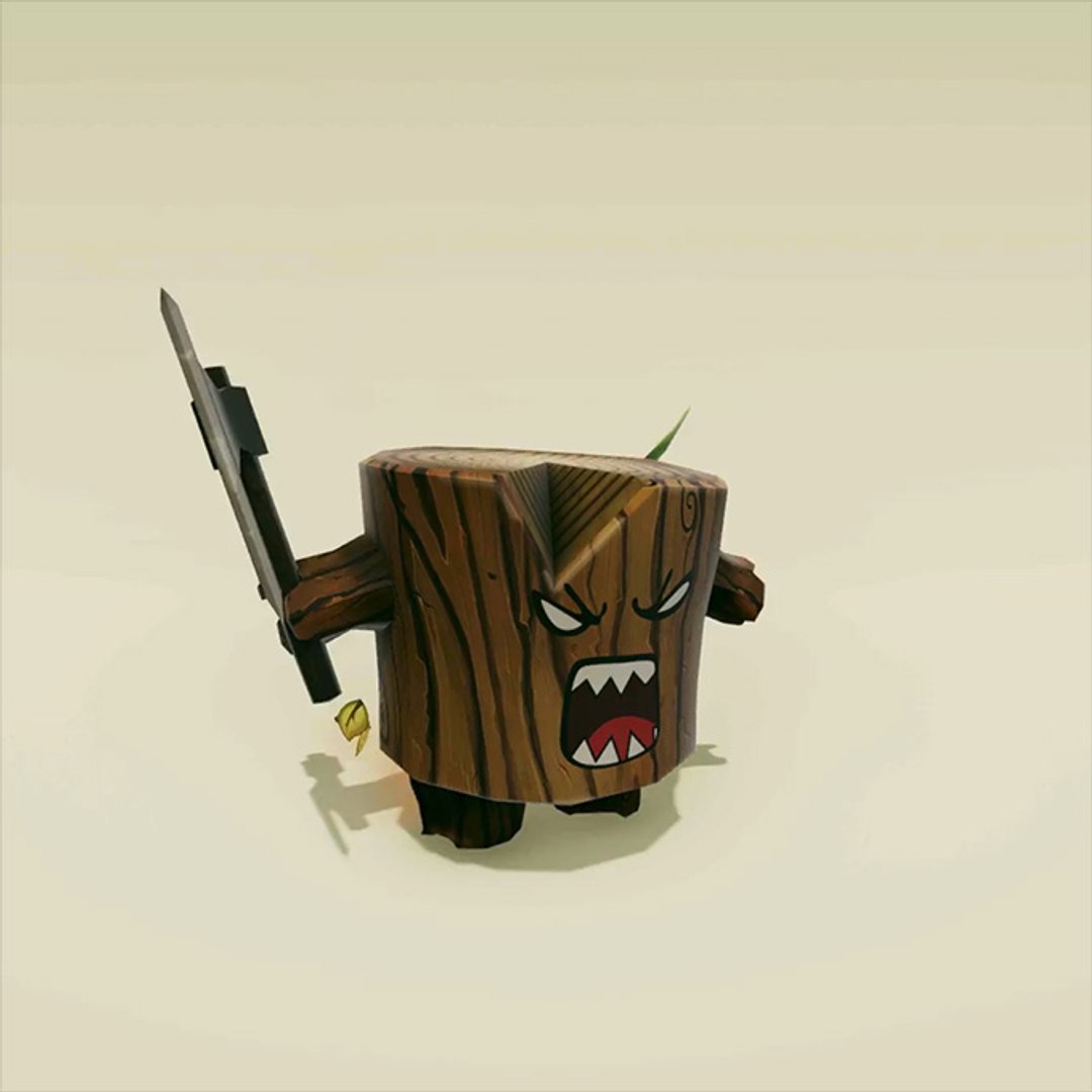modelo 3d Angry Log - Personaje animado listo para el juego ...