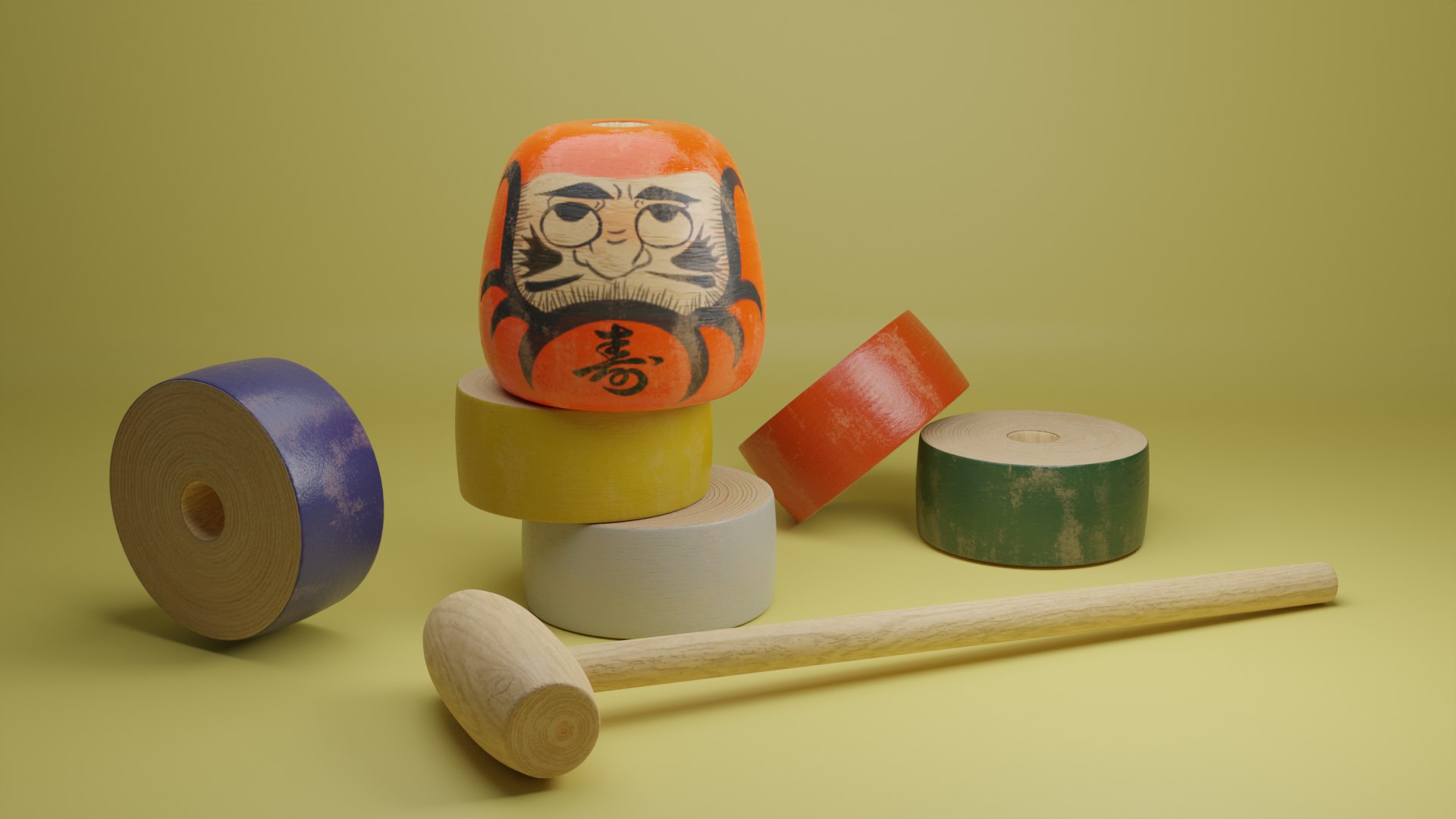 Daruma Otoshi model - TurboSquid 2150636