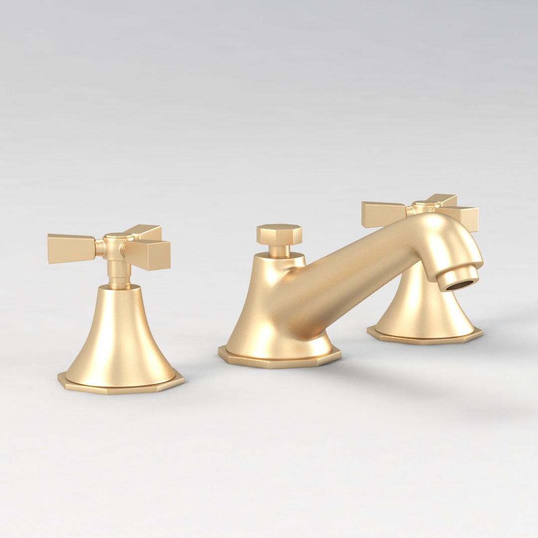 3D Three Hole Deck Mounted Lavatory Faucet Metal Tri-spoke Handles ...