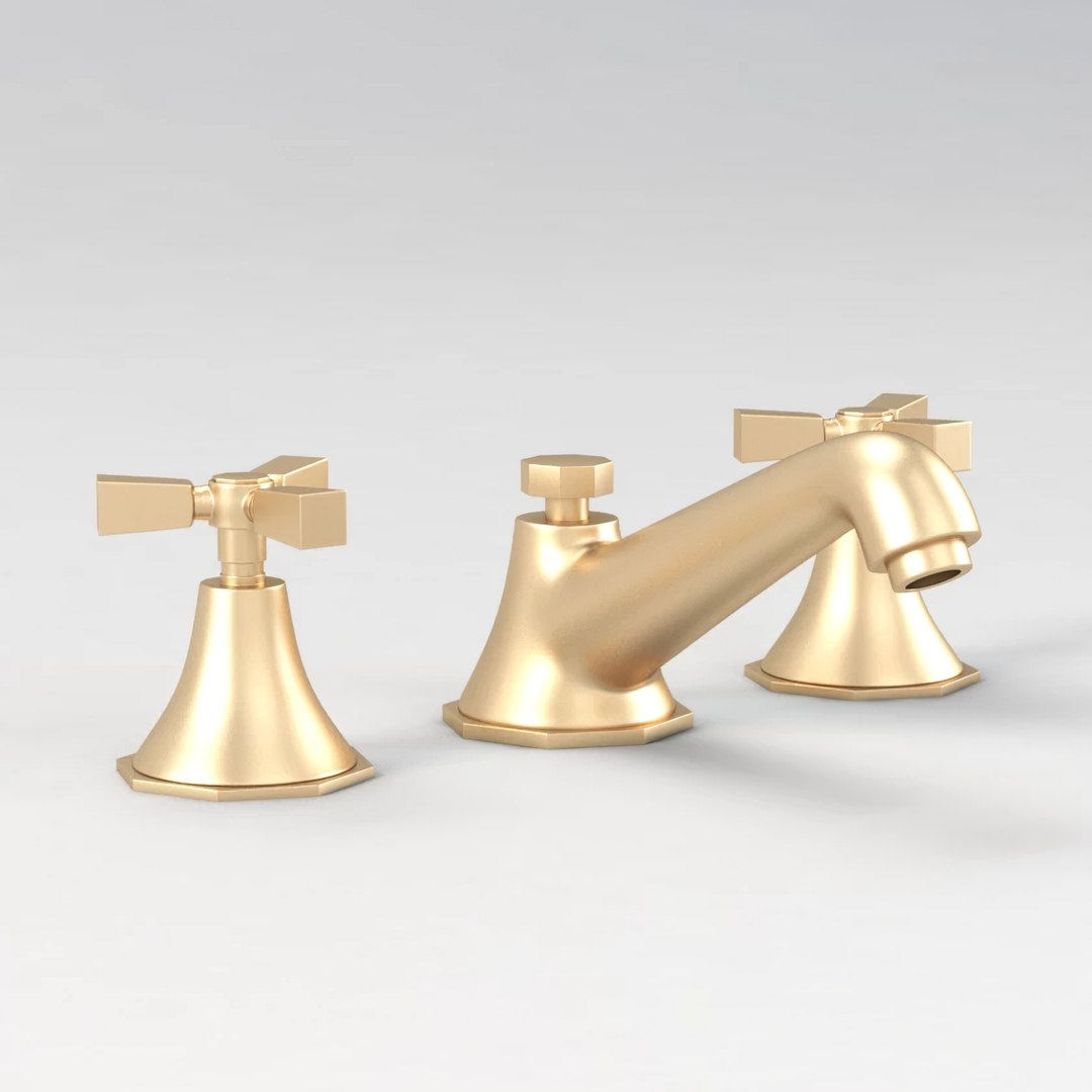 3D Three Hole Deck Mounted Lavatory Faucet Metal Tri-spoke Handles ...