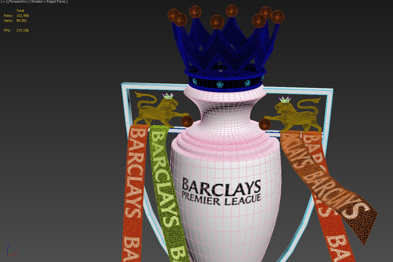 English Premier League Trophy 3d Model