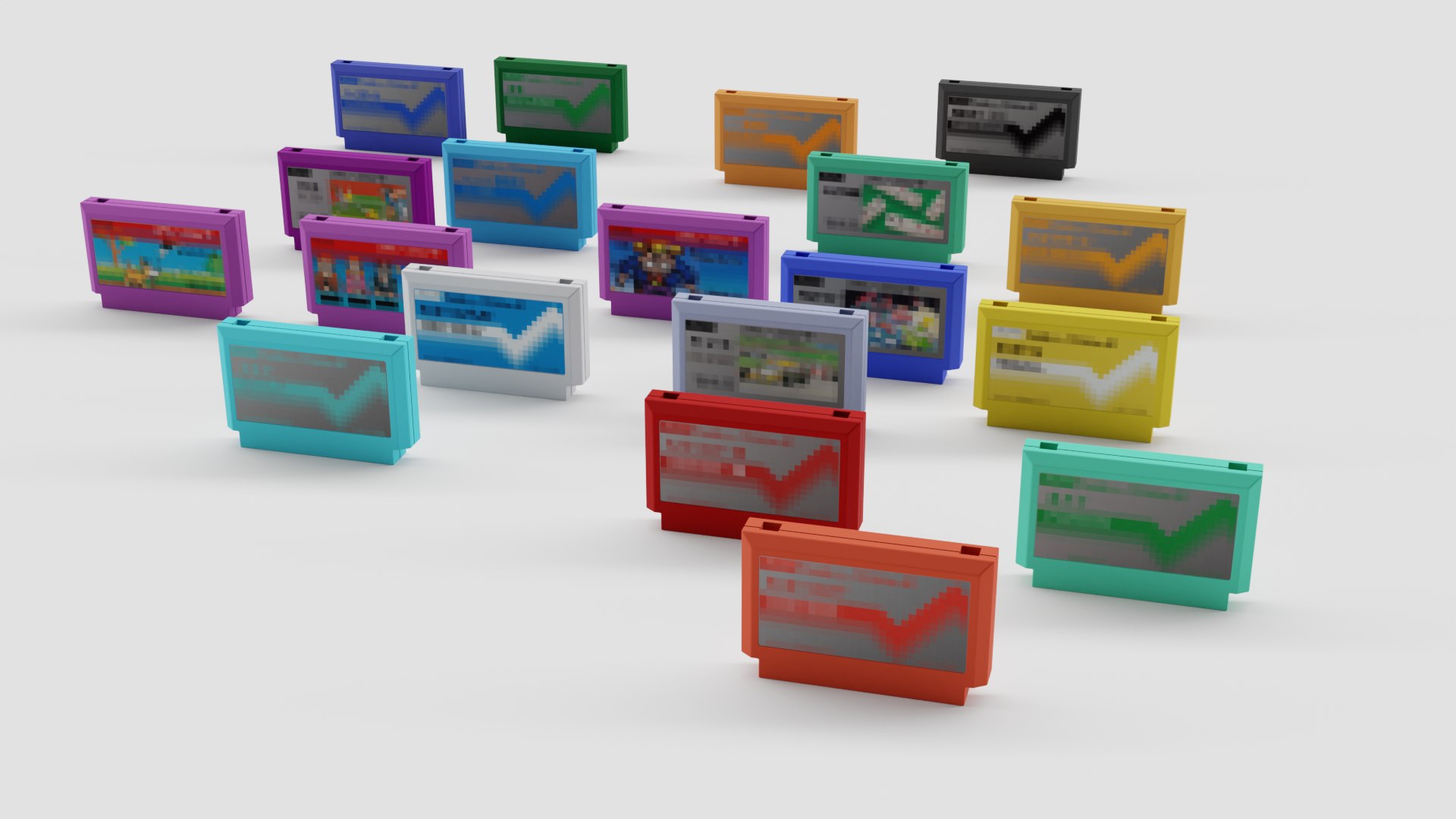 3D Model Retro Game Cartridge 19 Set - TurboSquid 2028232