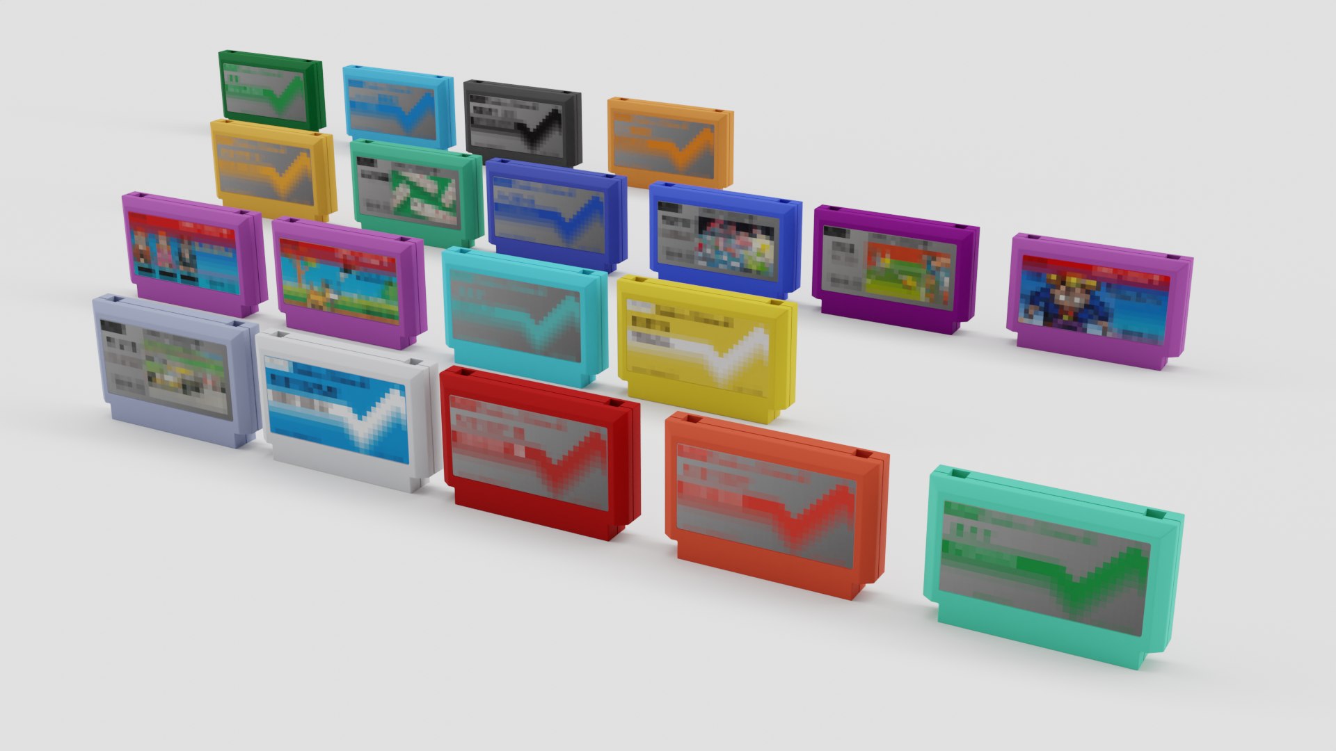 3D Model Retro Game Cartridge 19 Set - TurboSquid 2028232