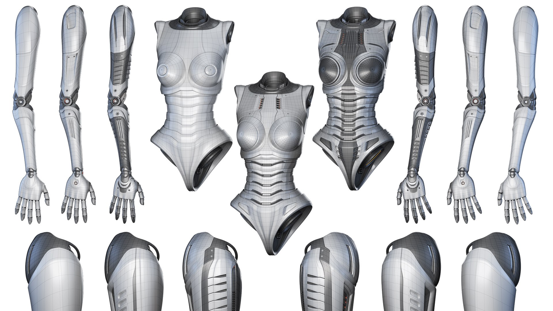 3D Robot Woman Body Parts - Kitbash - TurboSquid 2249366