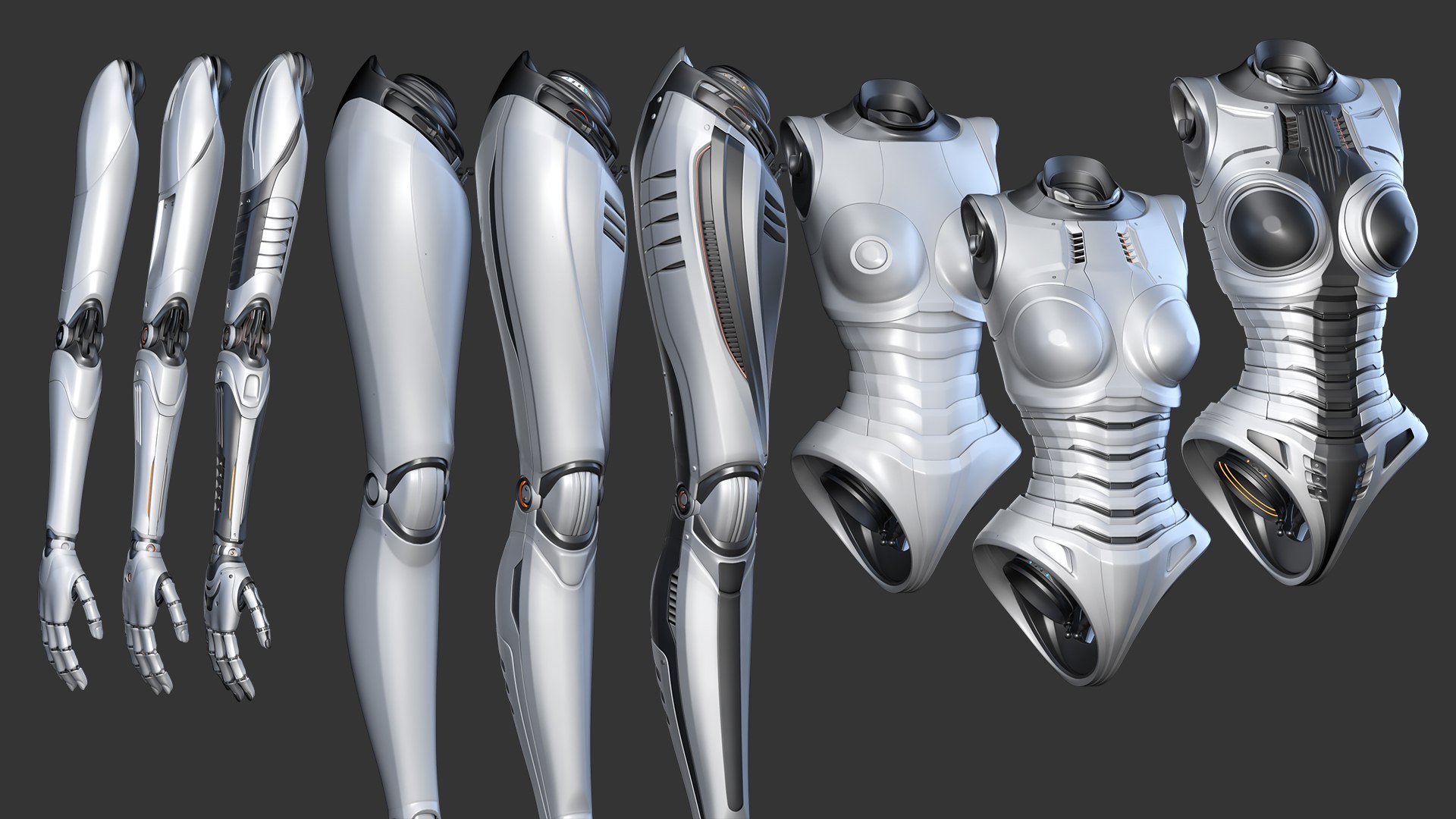 3D Robot Woman Body Parts - Kitbash - TurboSquid 2249366