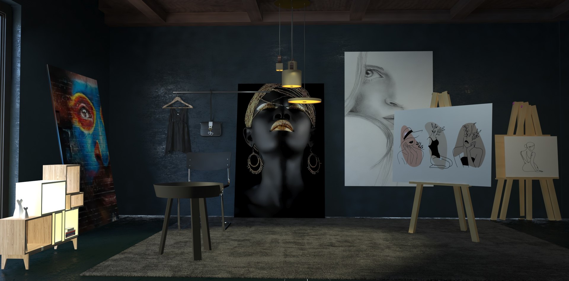 3D Art Room Interior 3d Model - TurboSquid 1730096