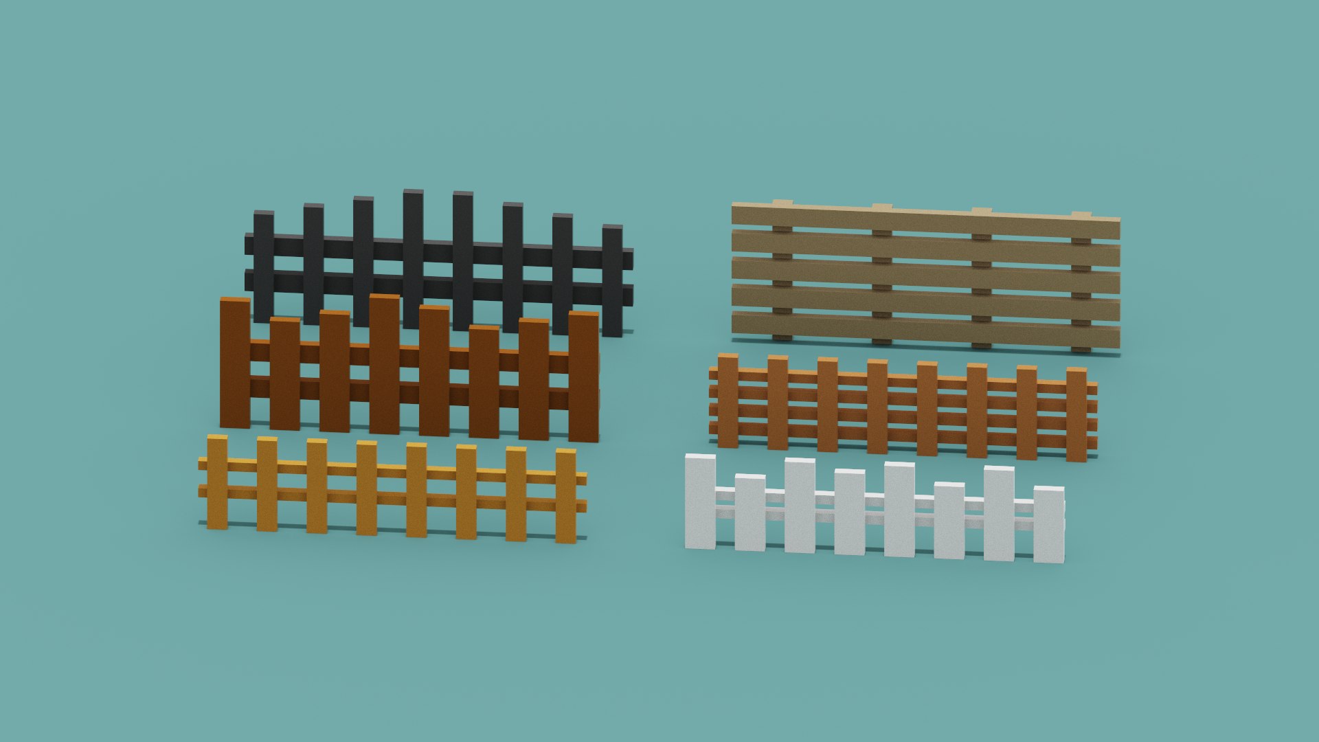 Wooden Fence Collection Model - TurboSquid 2004336