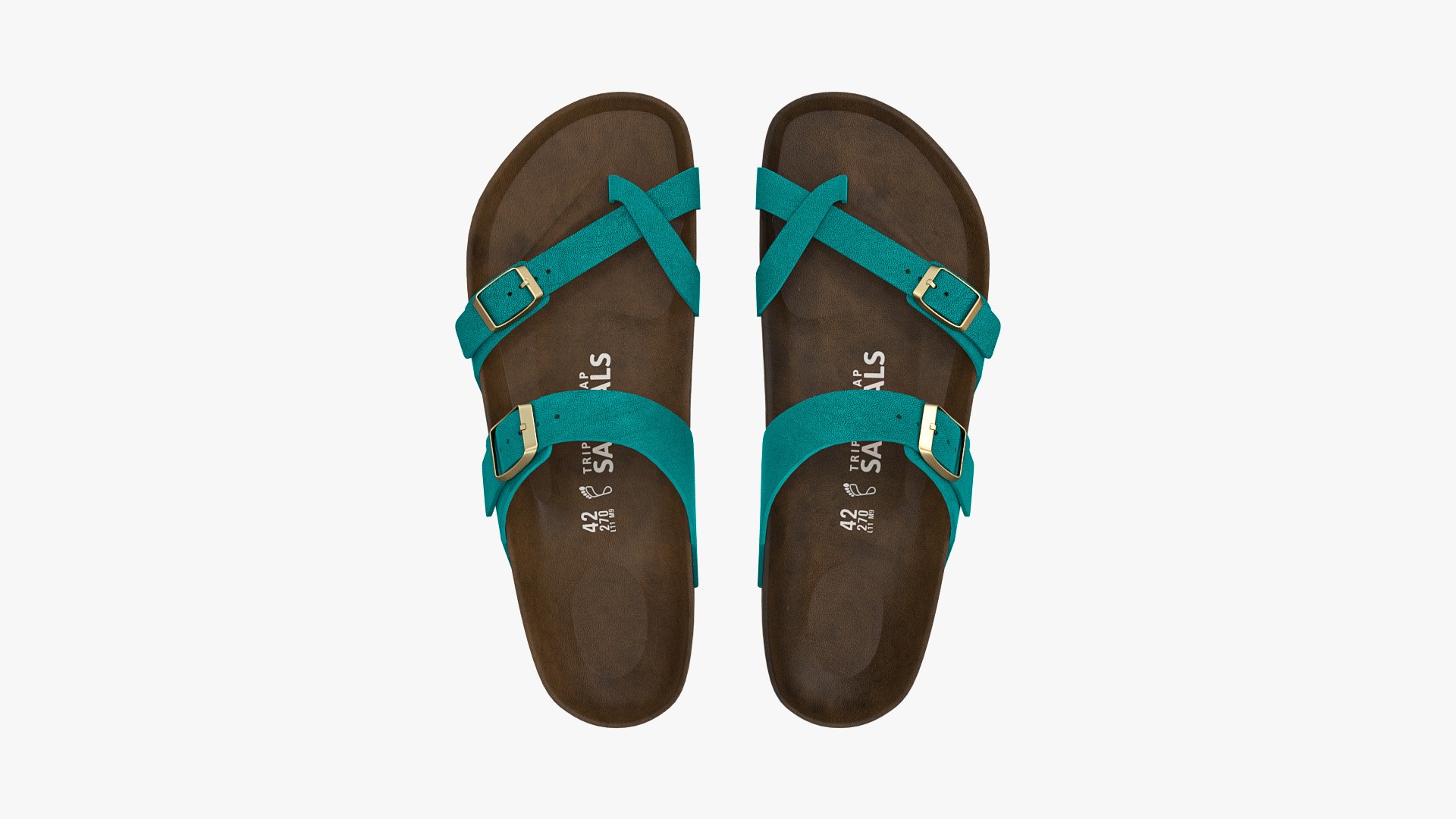 Triple-Strap Sandals Cyan Leather model - TurboSquid 2160348