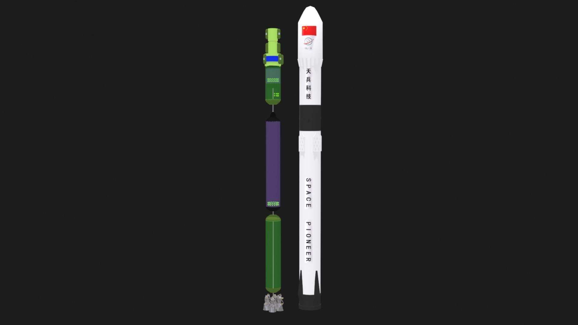 3D Model Chinese Tianlong3 Rocket With Inner - TurboSquid 2191111