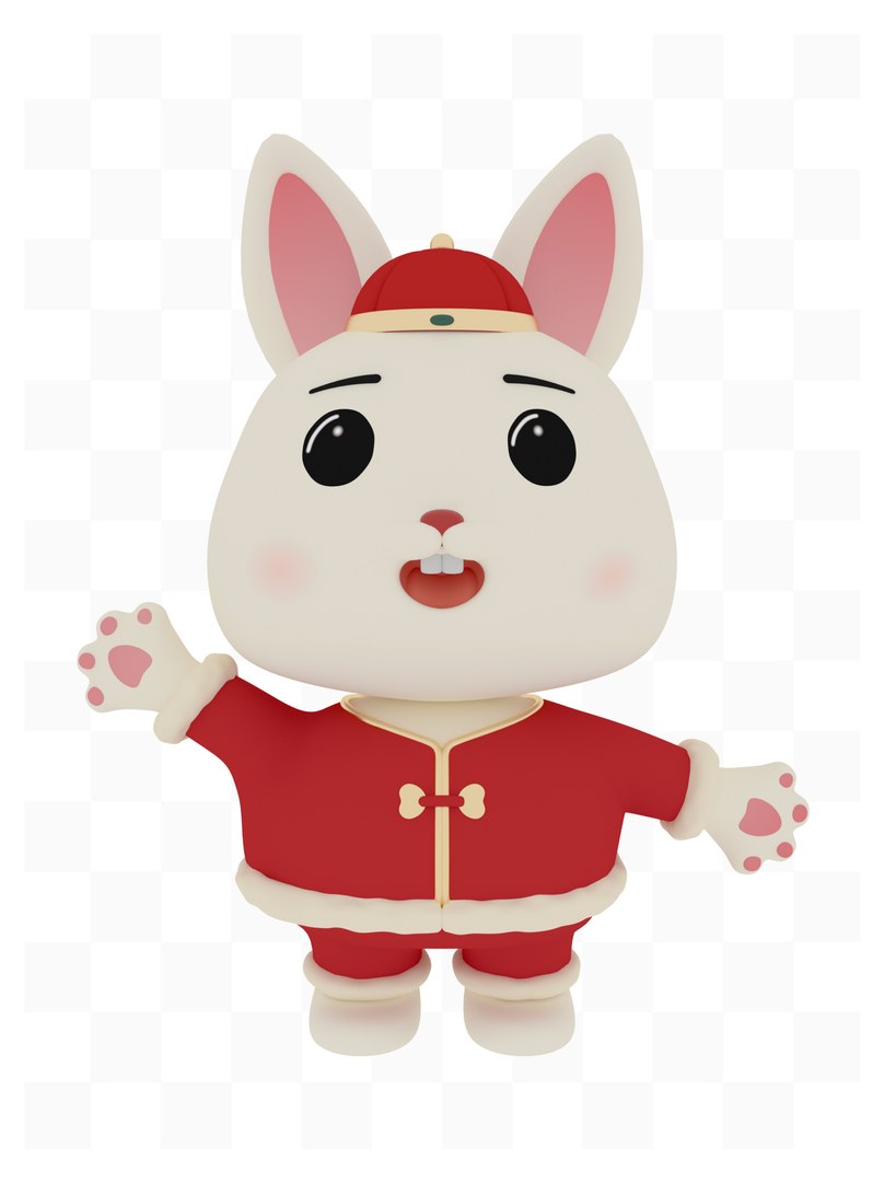 3D c4d Spring Festival Rabbit element - TurboSquid 2038934