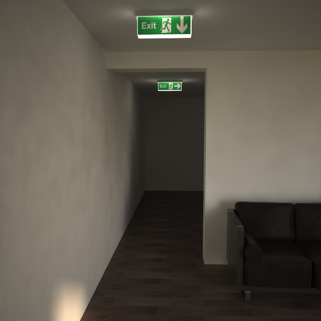 Emergency Exit Sign Light 3d Model