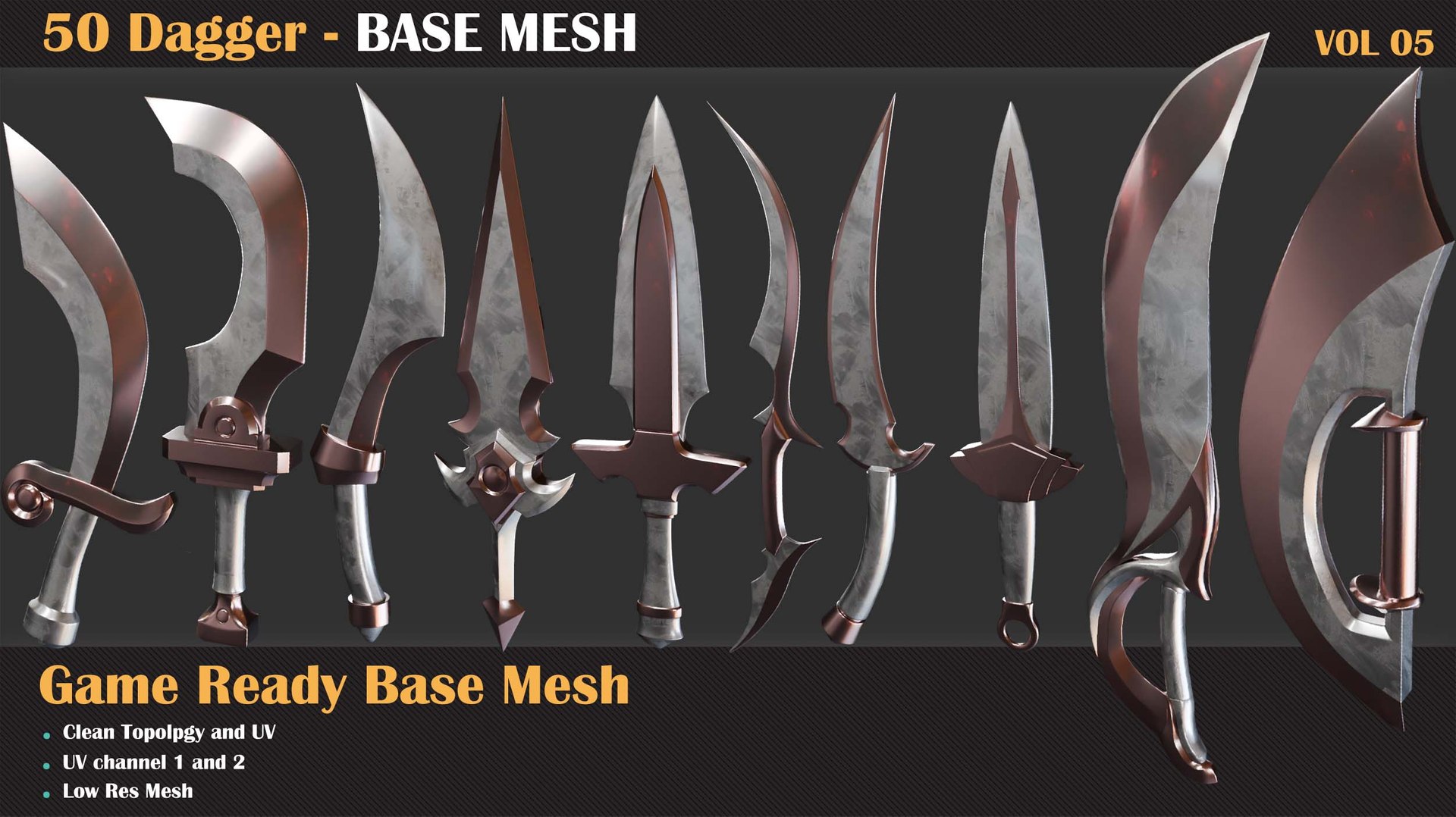 3D 50 Dagger Base Mesh - VOL 06 Game Ready - TurboSquid 2219795