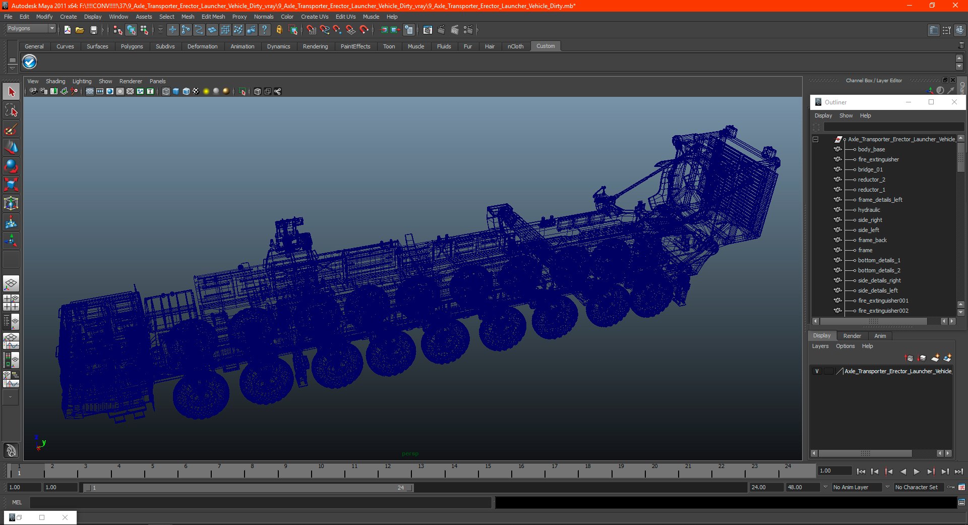 3D 9 axle transporter erector model - TurboSquid 1524354