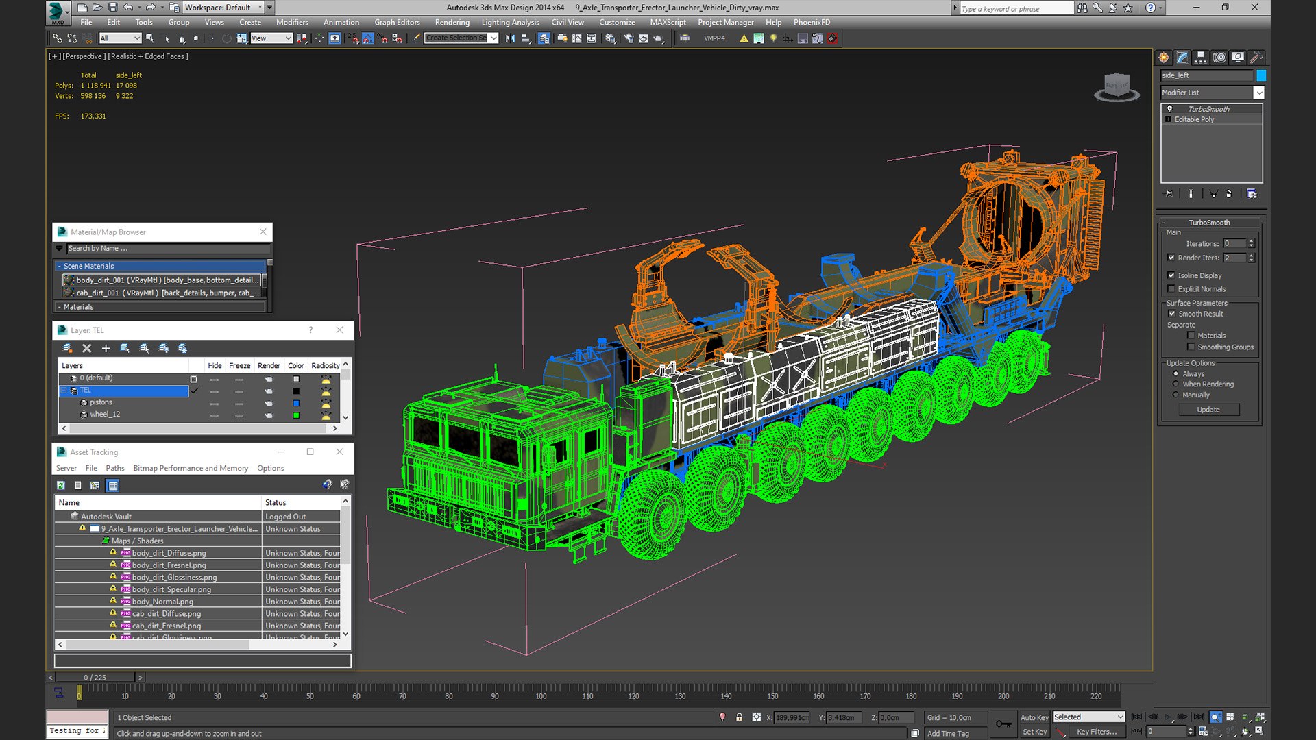3D 9 axle transporter erector model - TurboSquid 1524354