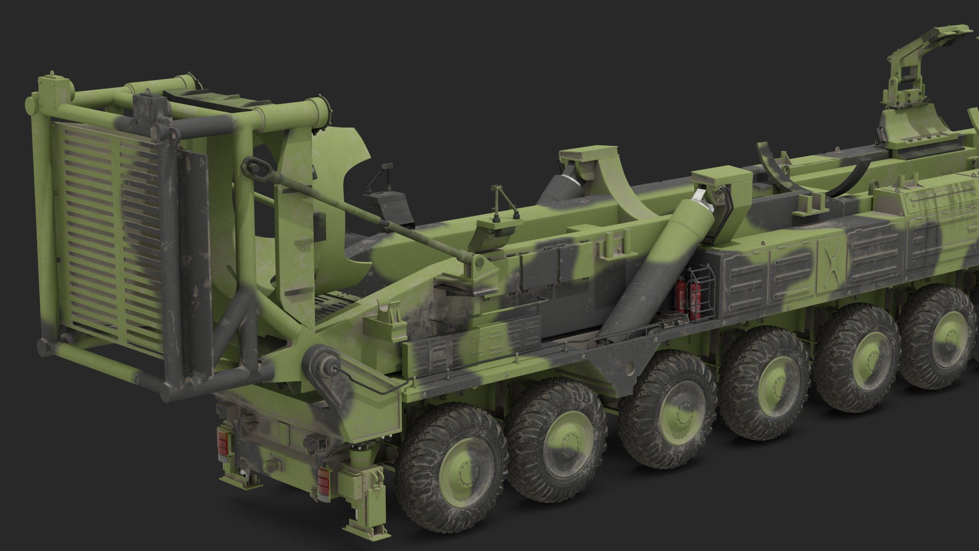 3D 9 axle transporter erector model - TurboSquid 1524354