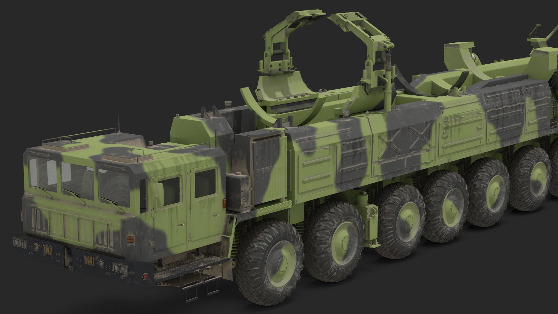 3D 9 axle transporter erector model - TurboSquid 1524354