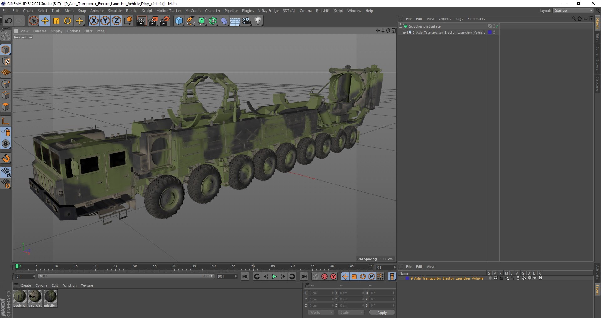 3D 9 axle transporter erector model - TurboSquid 1524354