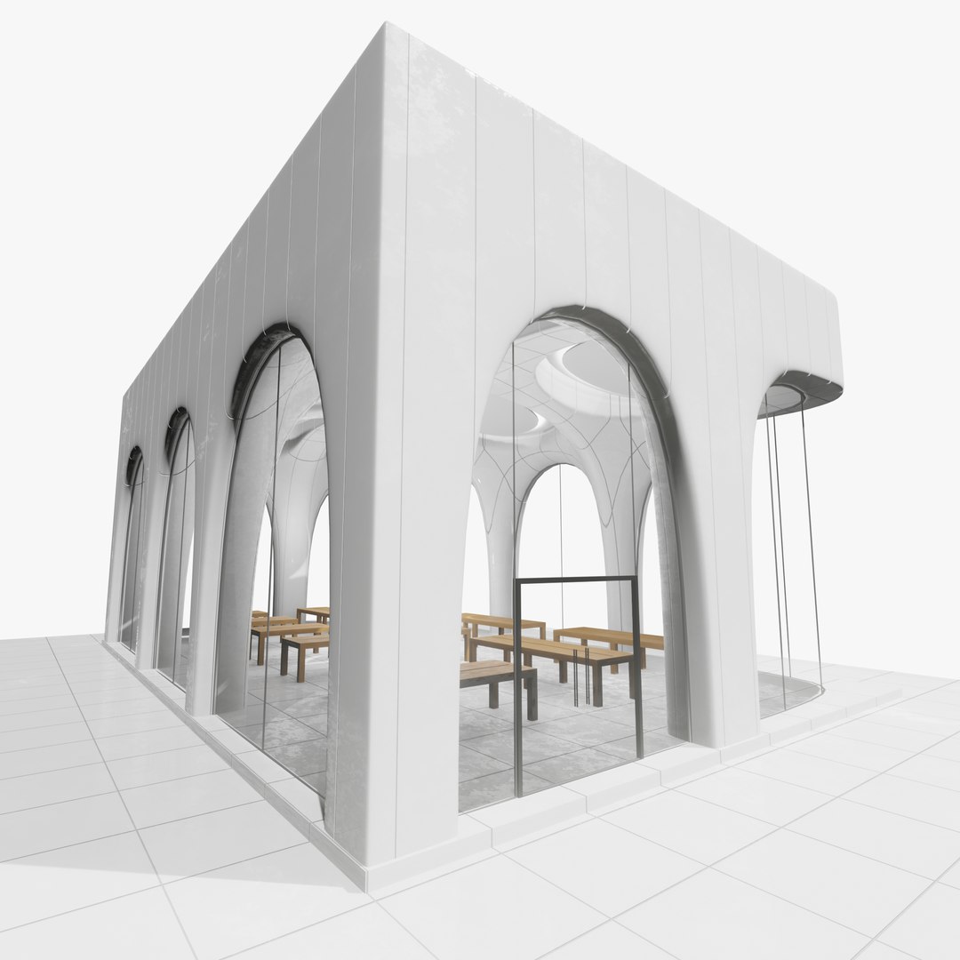 3D Modern Stylish Transparent Store Building - TurboSquid 1818851