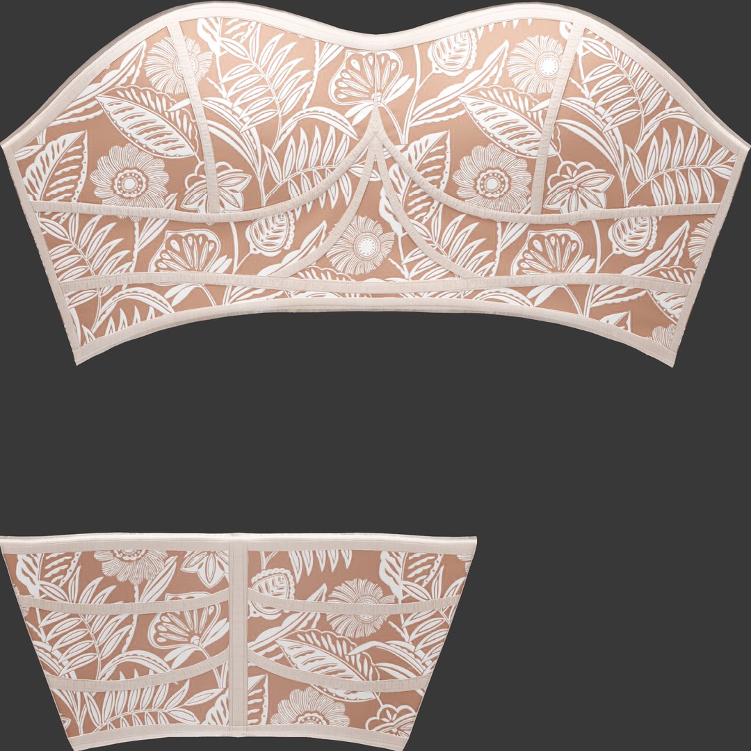 3D Strapless Top With Lace Texture Effects - TurboSquid 1993518