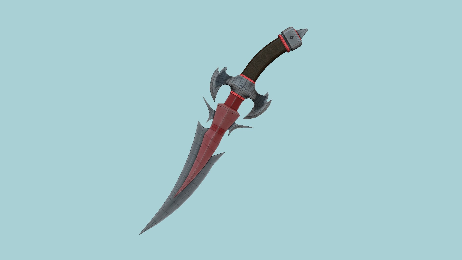 3D Medieval Dagger 06 Dark Red - Fantasy Character Weapon Model ...