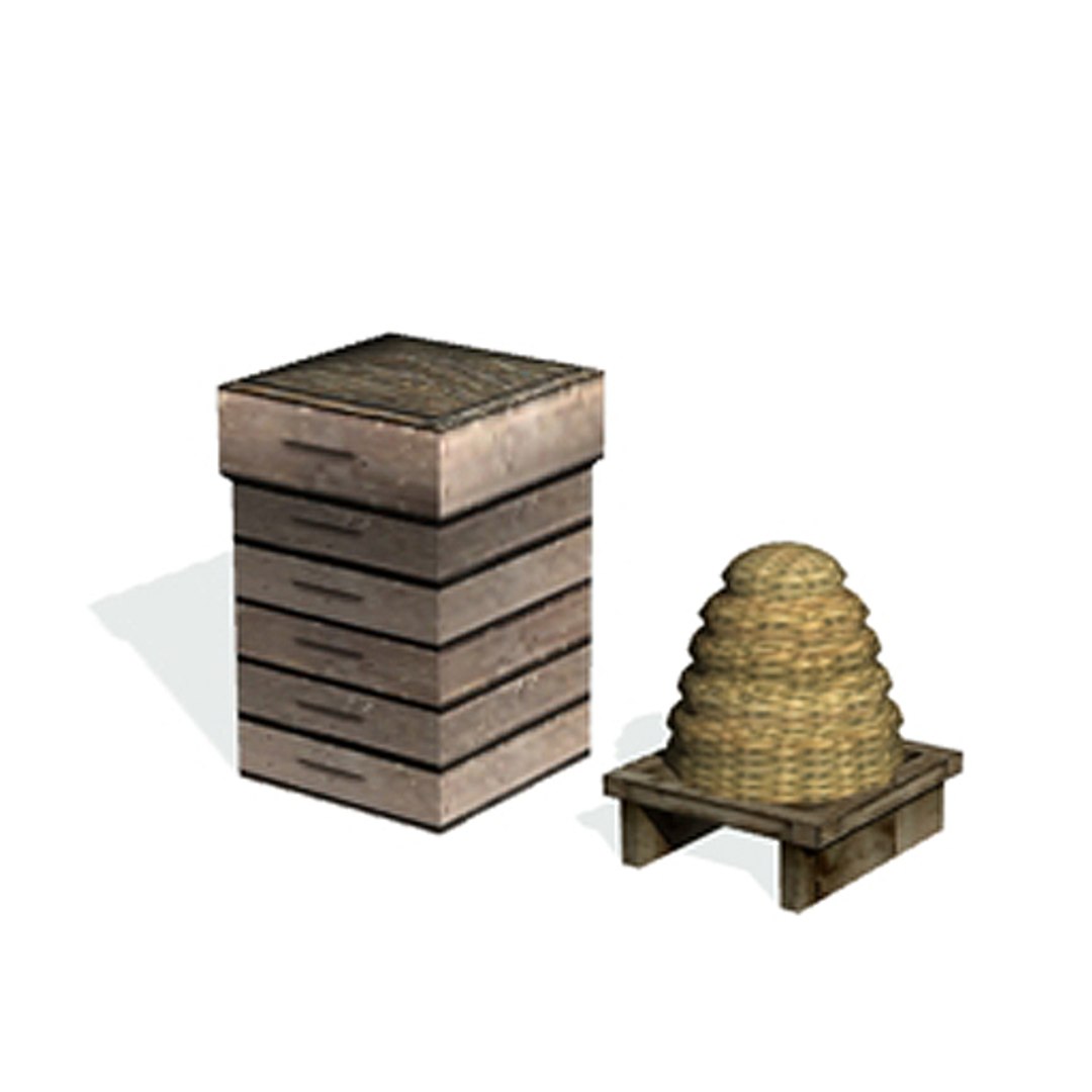 Historical Bee Hives 3d 3ds