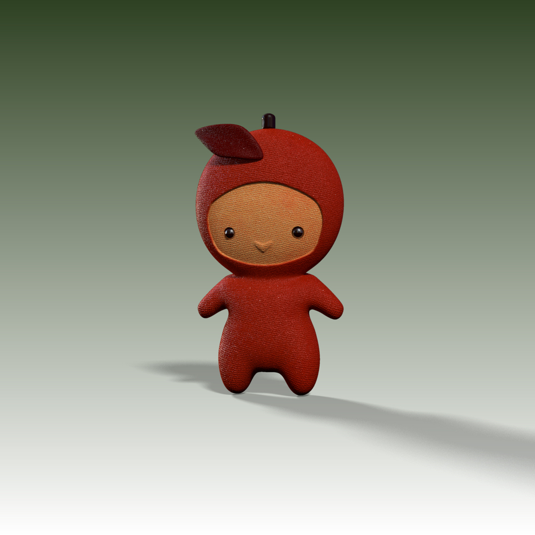 Cartoon Red Apple Character Obj