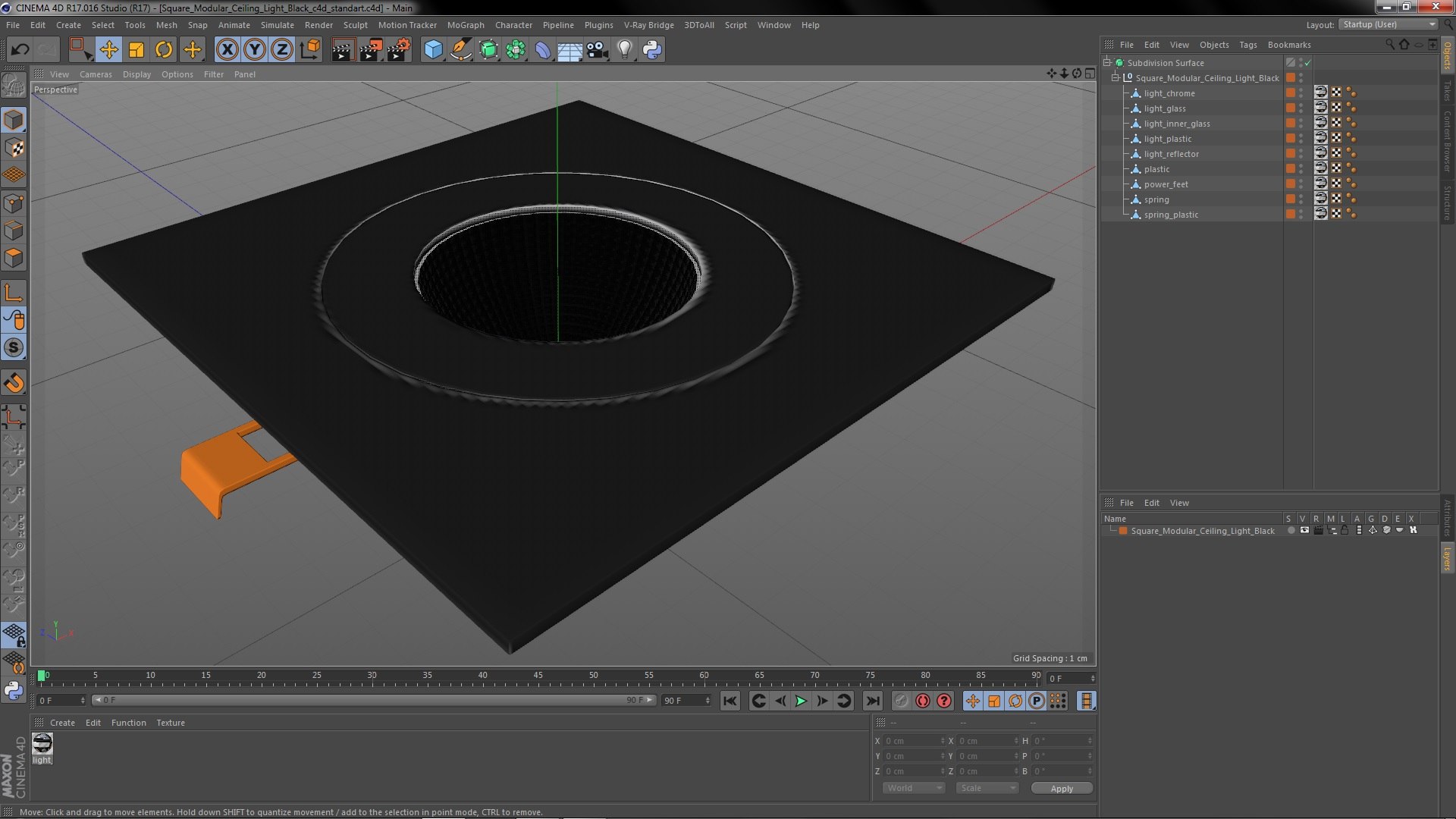 3D model Square Modular Ceiling Light Black - TurboSquid 2091334