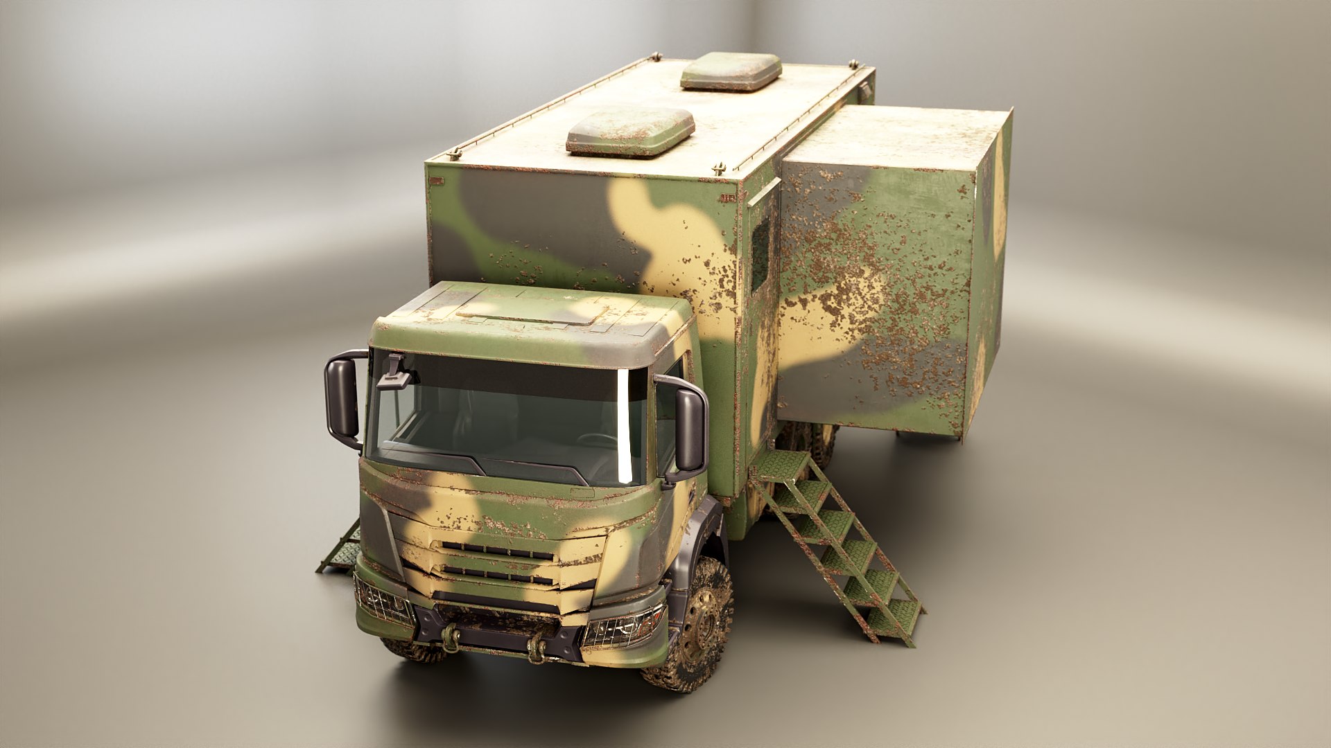 3D Generic Military Command Truck Sand Camo Dirt And Rust - TurboSquid ...