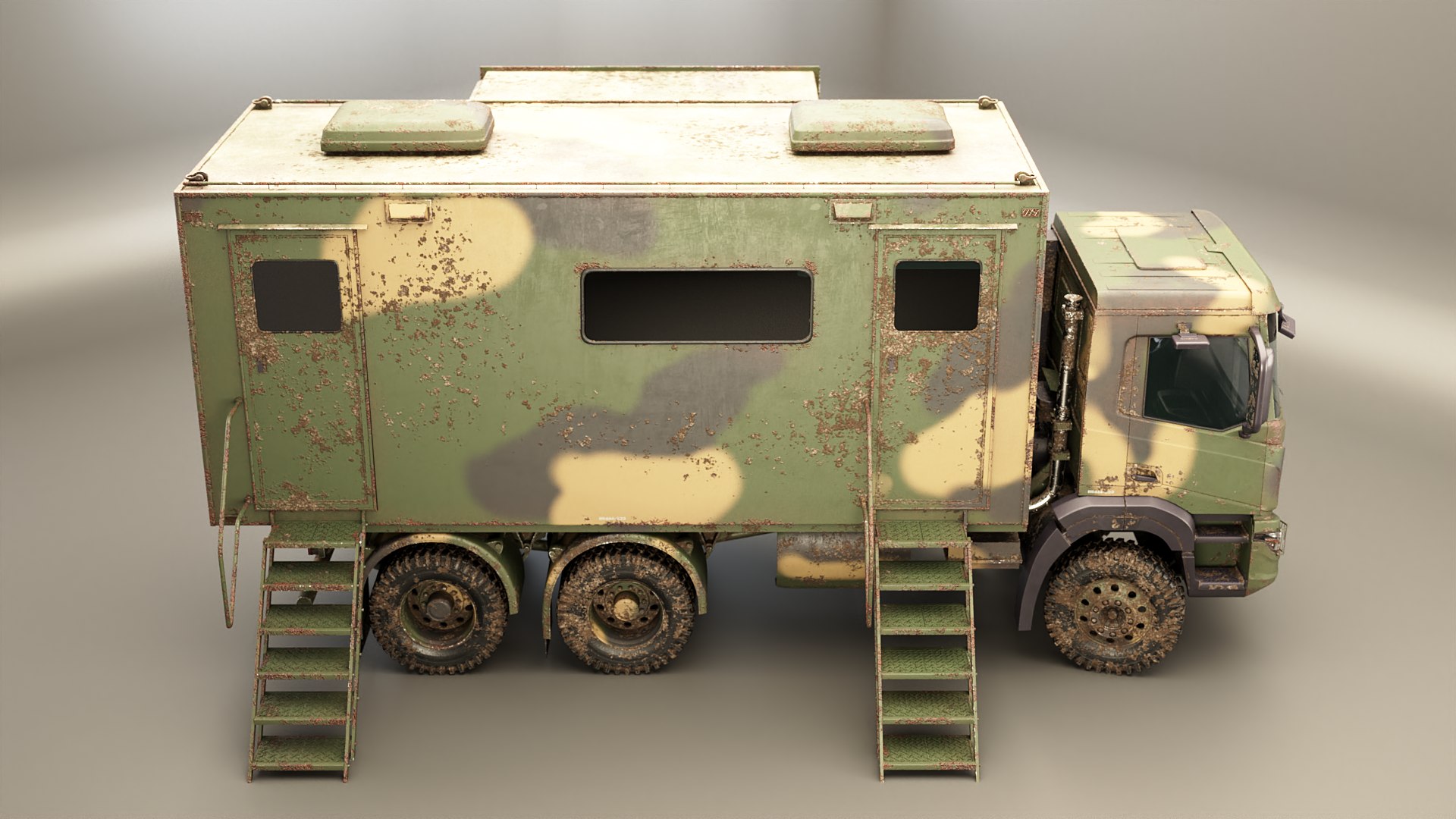 3D Generic Military Command Truck Sand Camo Dirt And Rust - TurboSquid ...