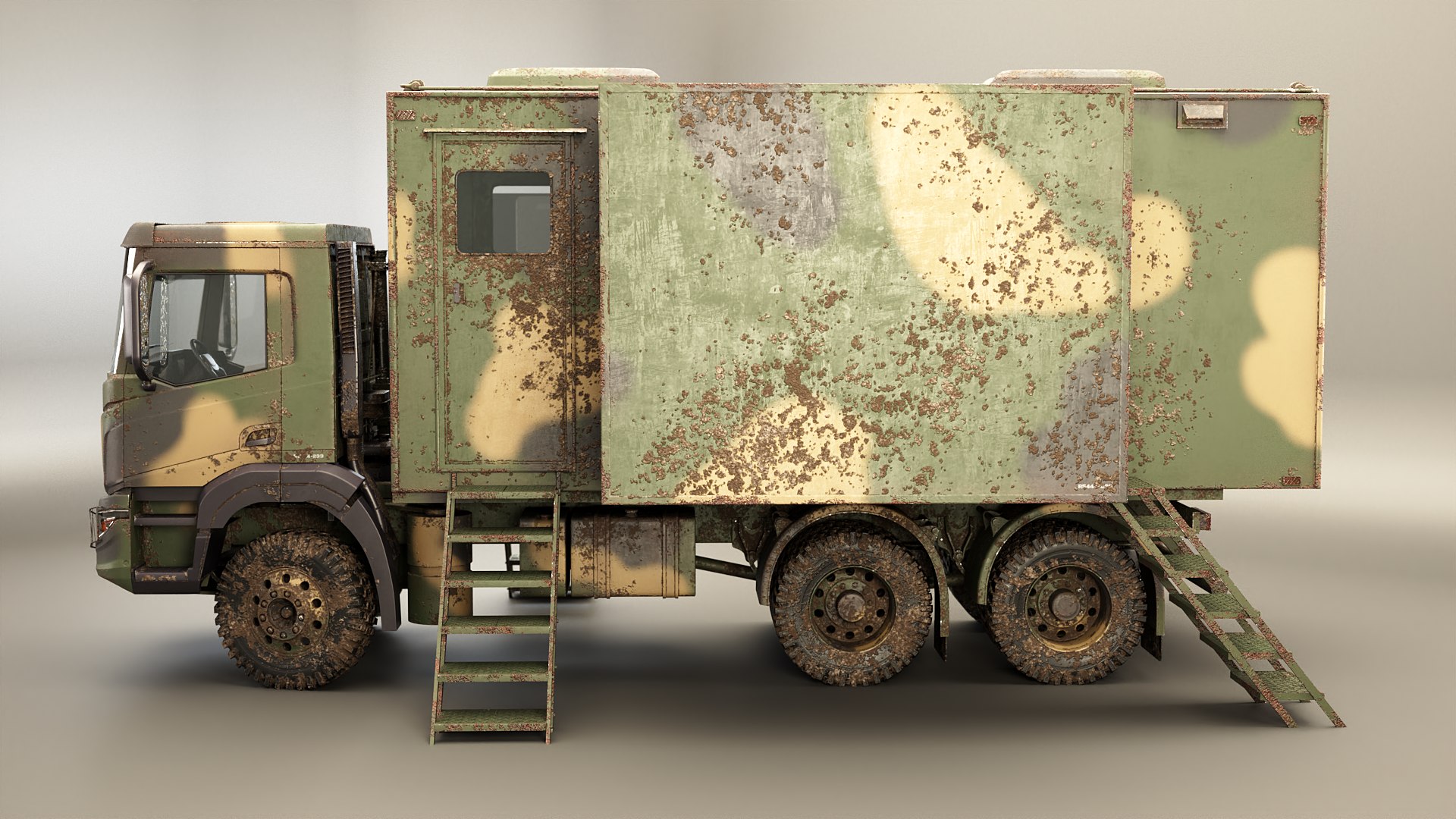 3D Generic Military Command Truck Sand Camo Dirt And Rust - TurboSquid ...