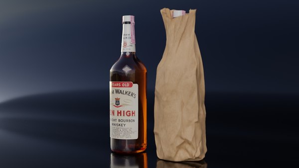 Paper Bag with 750ml Ten High Straight Bourbon Whiskey 3D 모델 ...