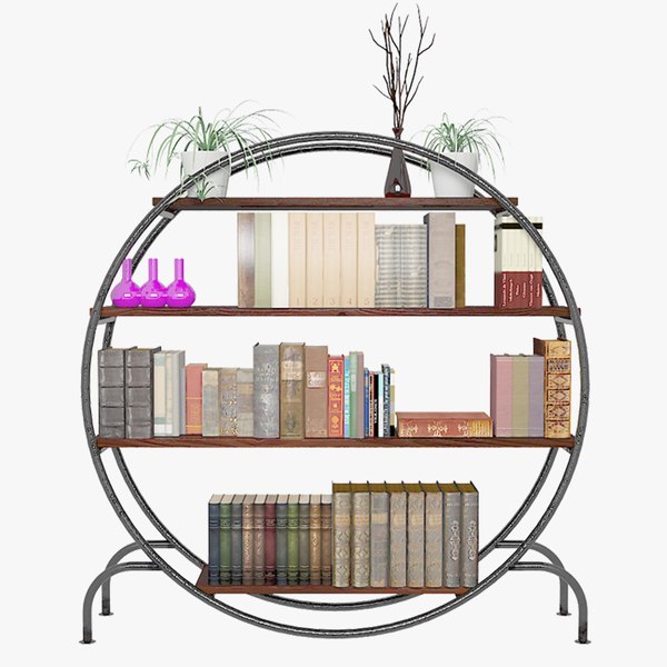 3D Bookshelf circle iron with books - TurboSquid 2048098