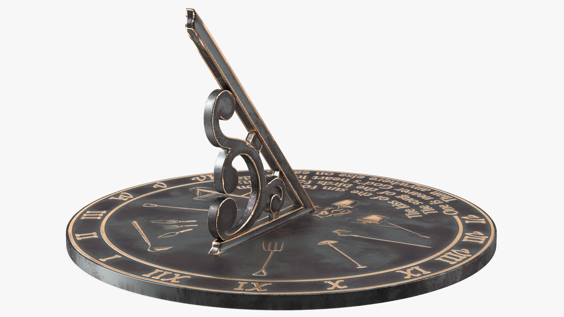 Solid Brass Horizontal Sundial 3D Model - TurboSquid 1689559