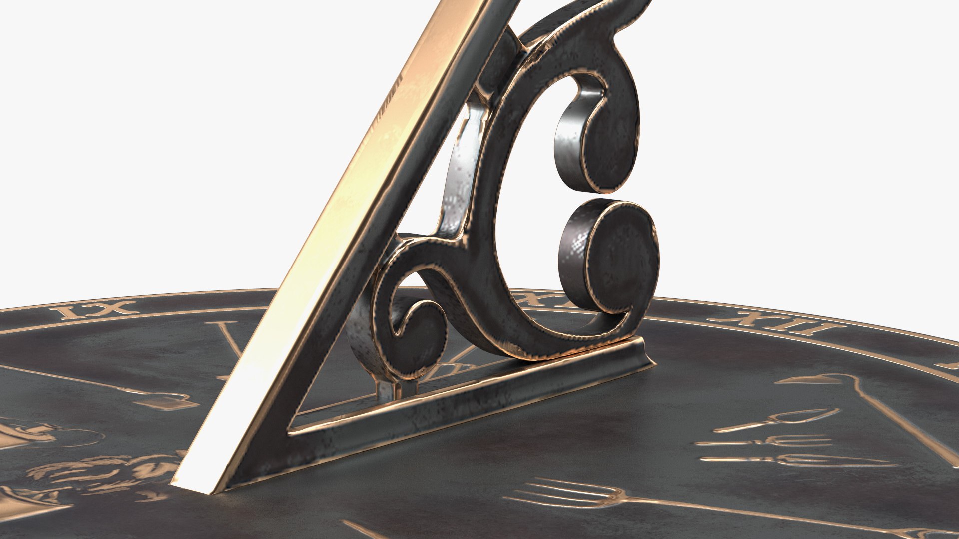 Solid Brass Horizontal Sundial 3D Model - TurboSquid 1689559