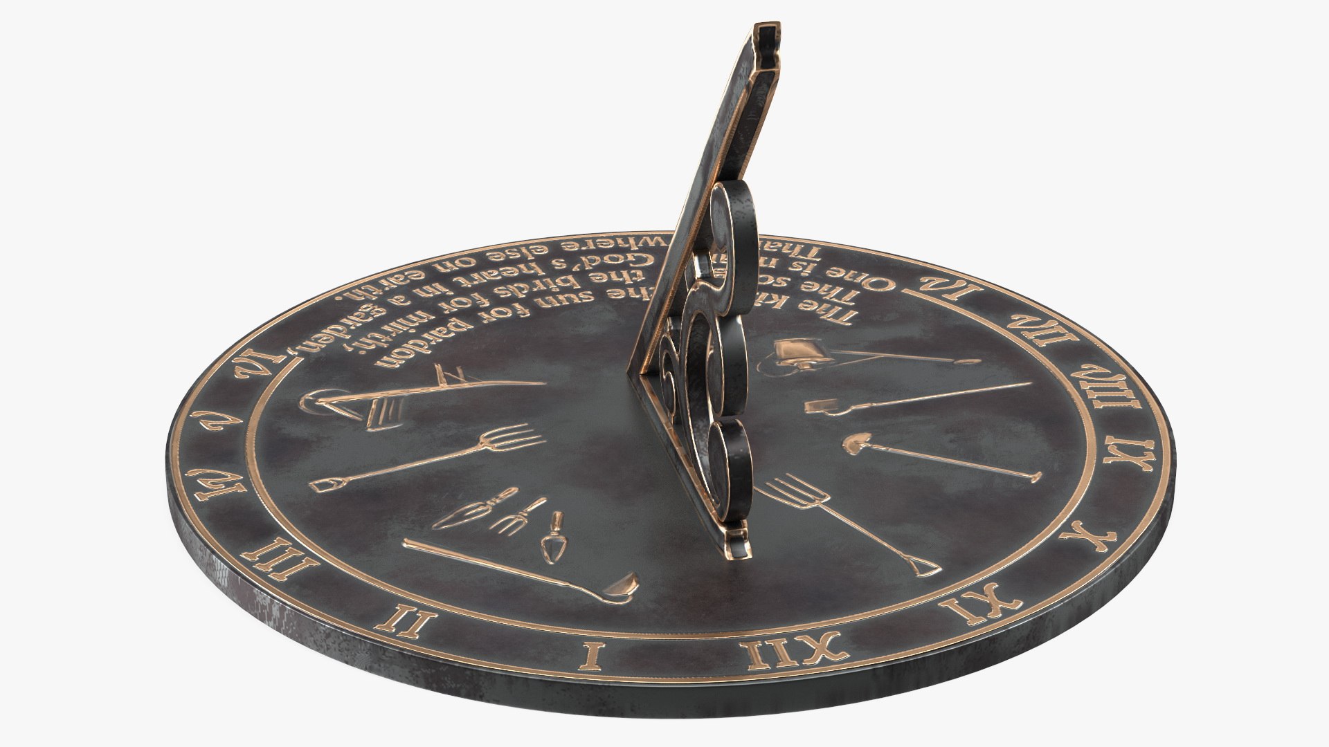 Solid Brass Horizontal Sundial 3D Model - TurboSquid 1689559