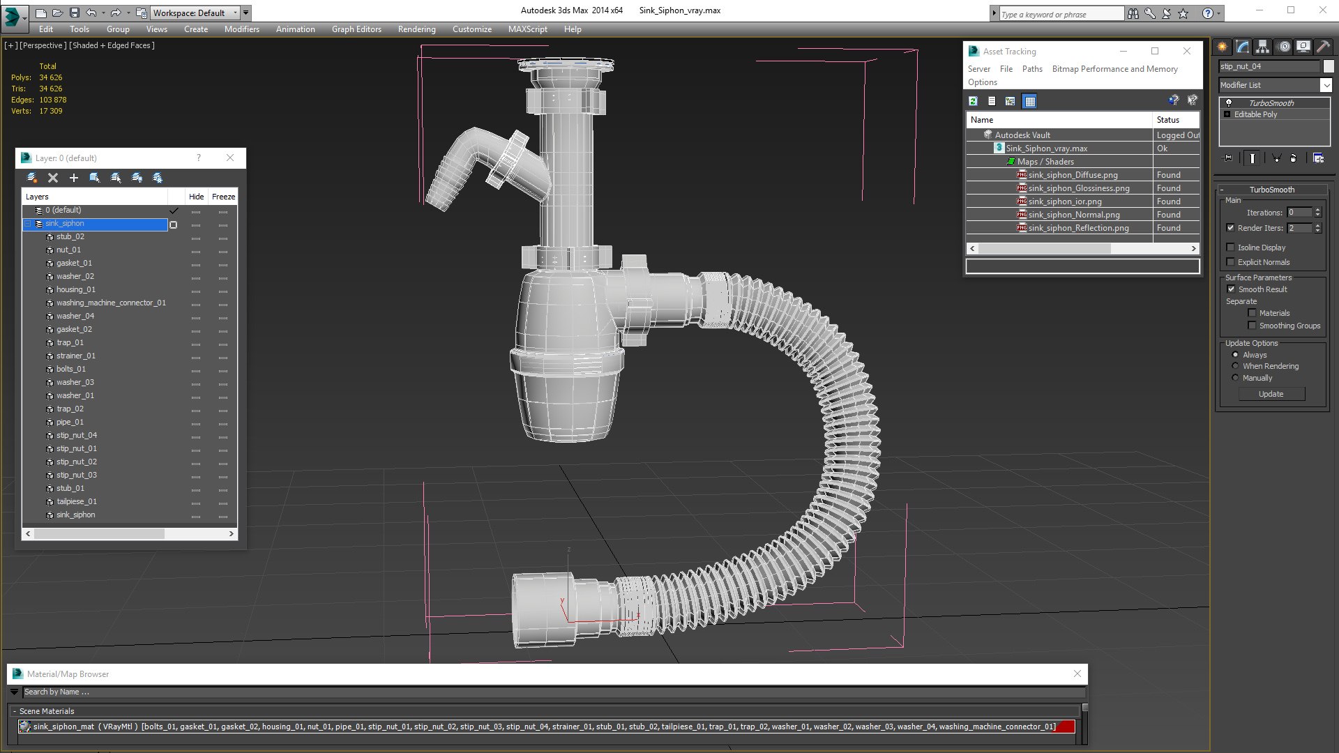 3D model sink siphon - TurboSquid 1485159